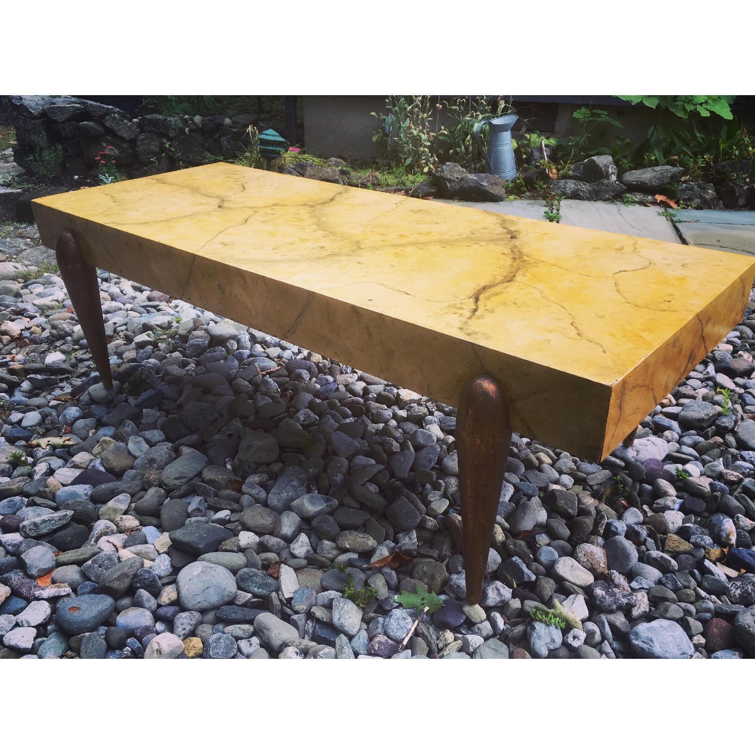1940's Hollywood Regency Faux Marble Coffee Table - AptDeco