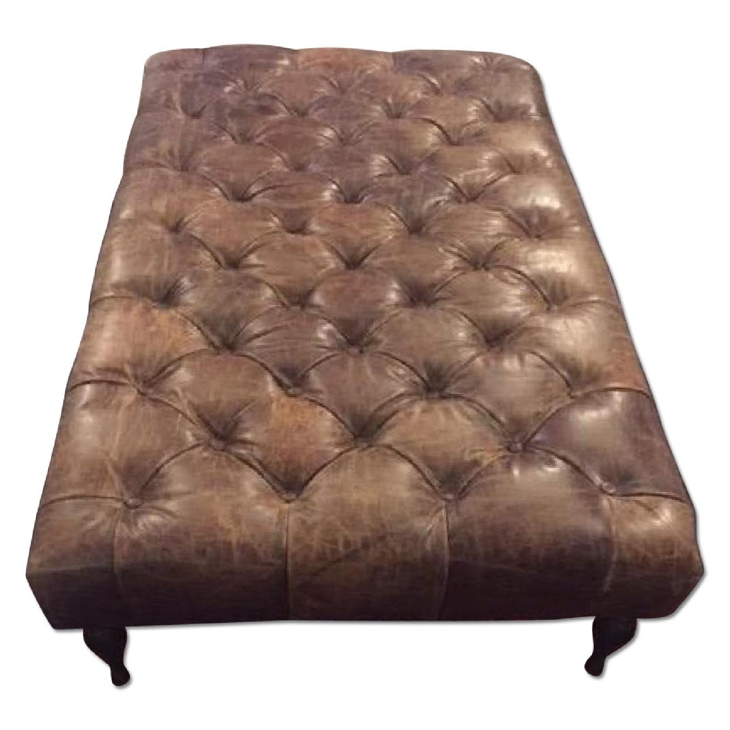 Restoration Hardware Bennett Rectangular Leather Ottoman - AptDeco