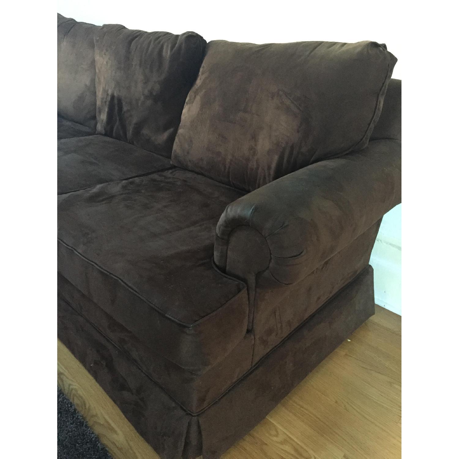 Custom Chocolate Brown Microsuede Couch - AptDeco