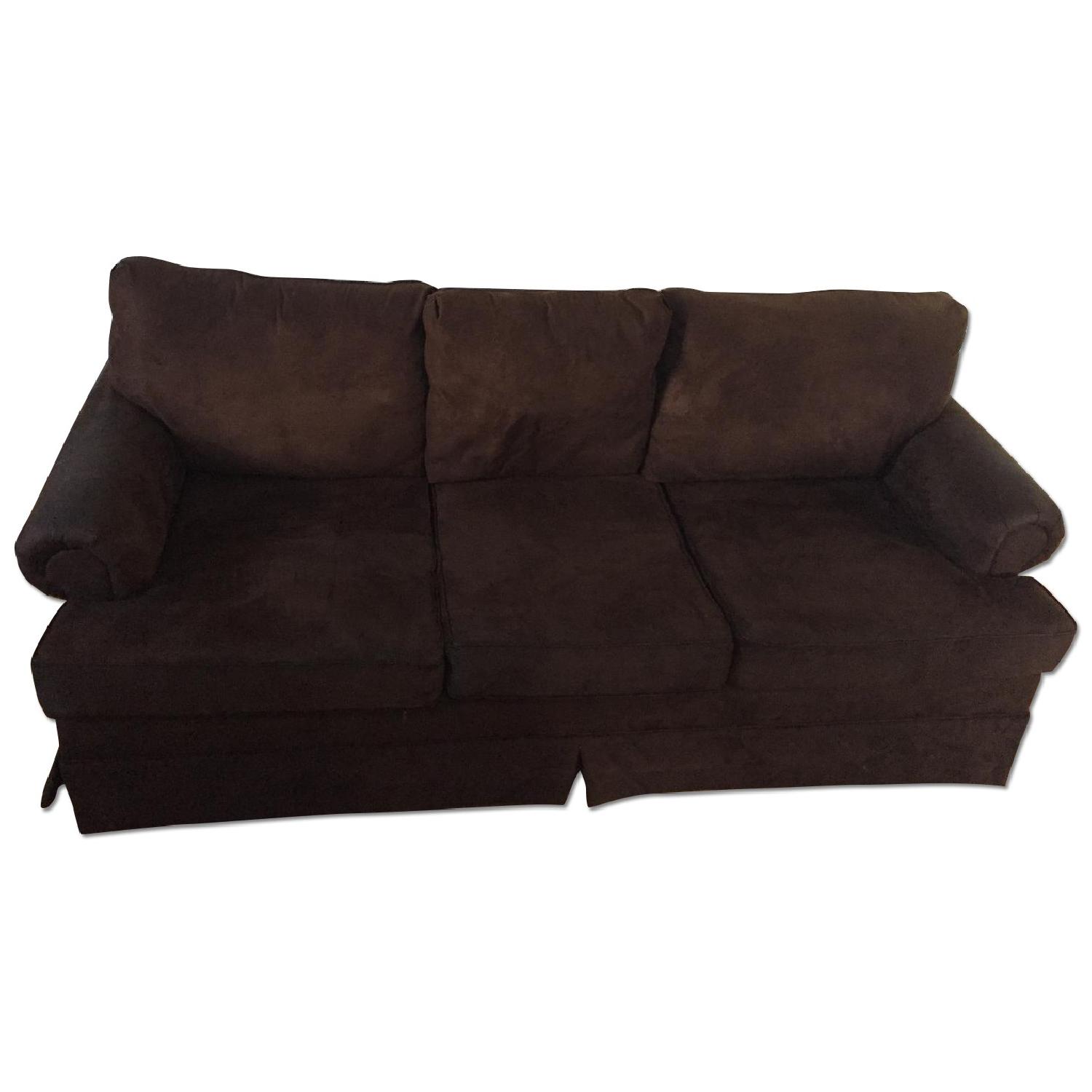 Custom Chocolate Brown Microsuede Couch - AptDeco