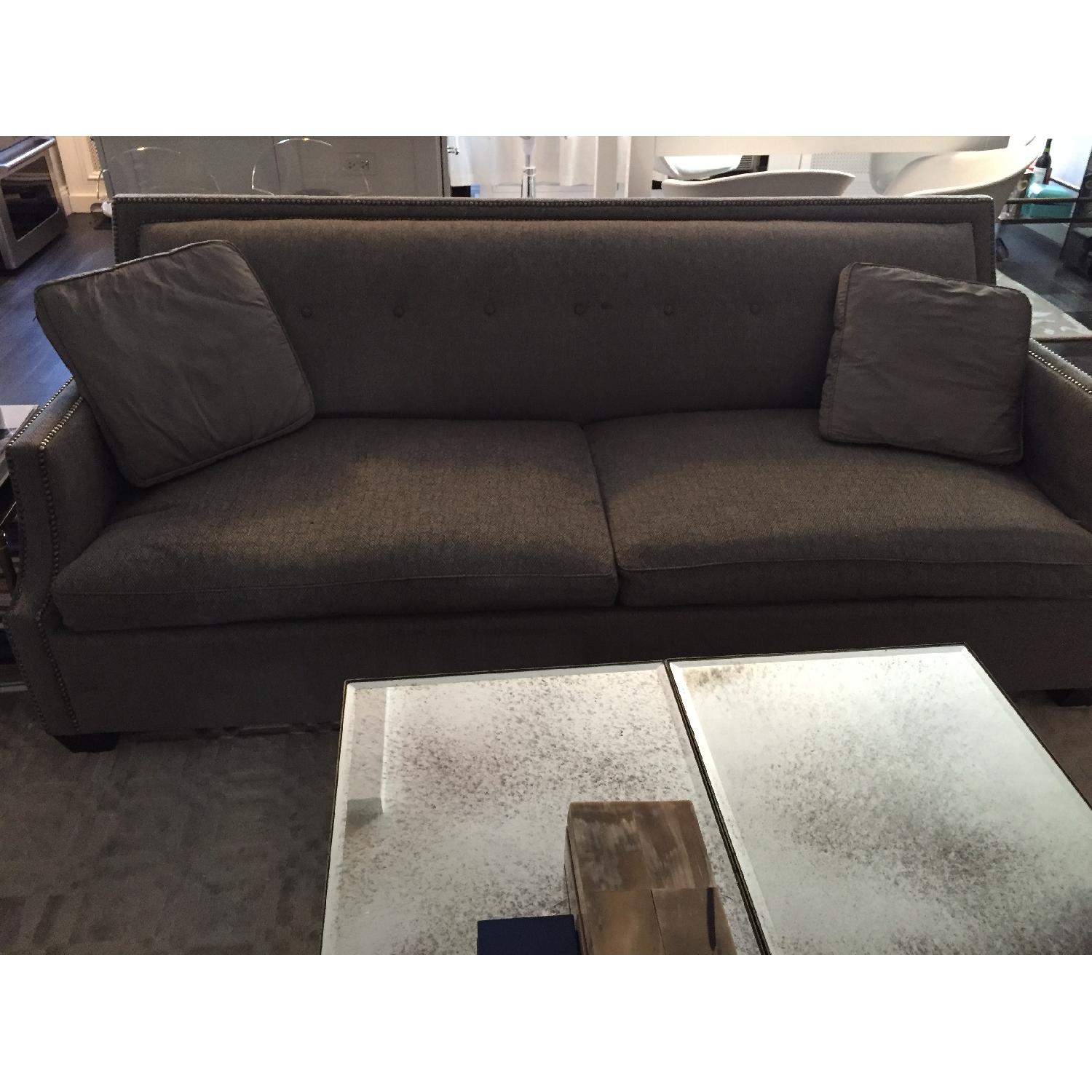 Bernhardt Nailhead Sleeper Sofa in Gray/Beige - AptDeco