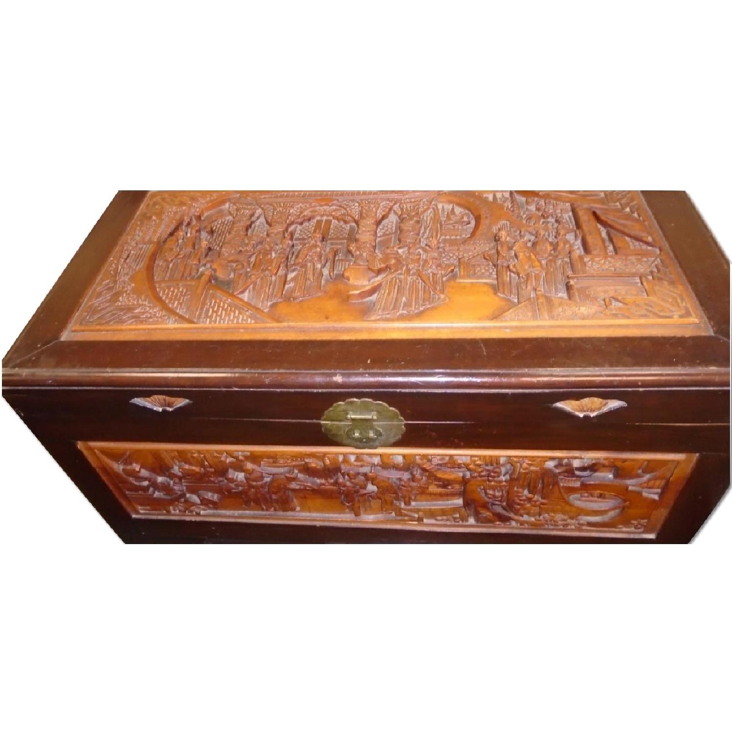 Antique Hand Carved Storage Chest - AptDeco