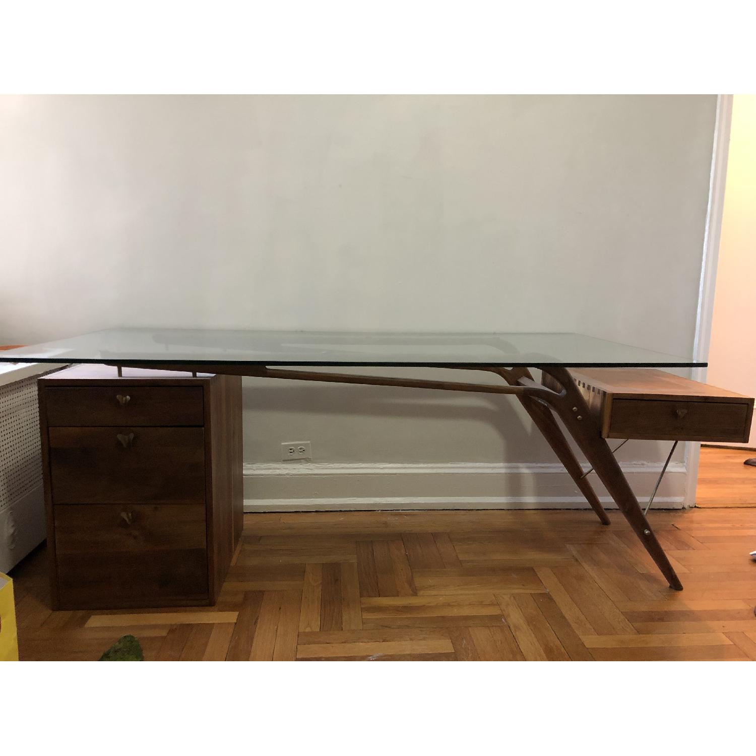 Organic Modernism Jetson Glass Top Desk - AptDeco