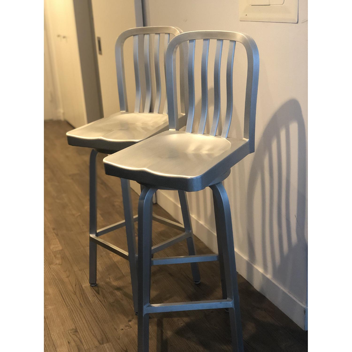 CB2 Grey Metal Stools - AptDeco