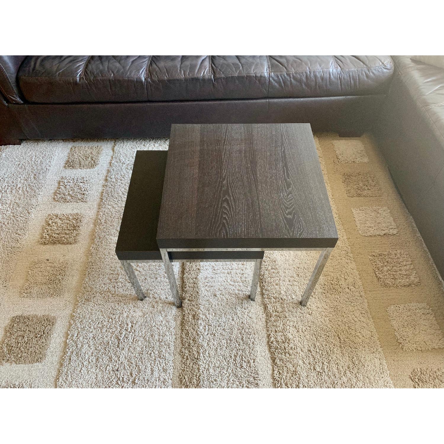 Ikea Brown & Chrome Nesting Coffee Tables - AptDeco