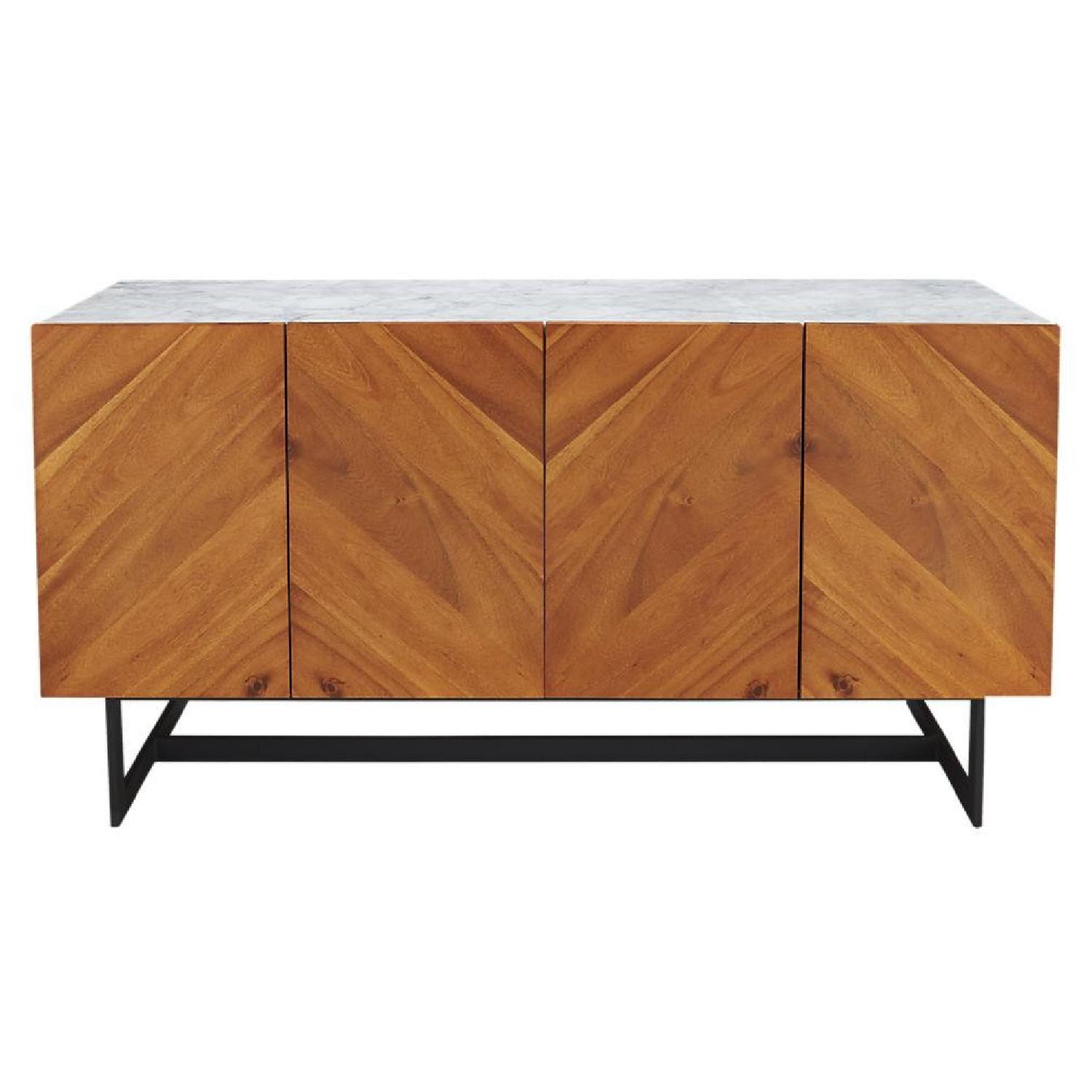 CB2 Wood & Marble Top Media Console - AptDeco