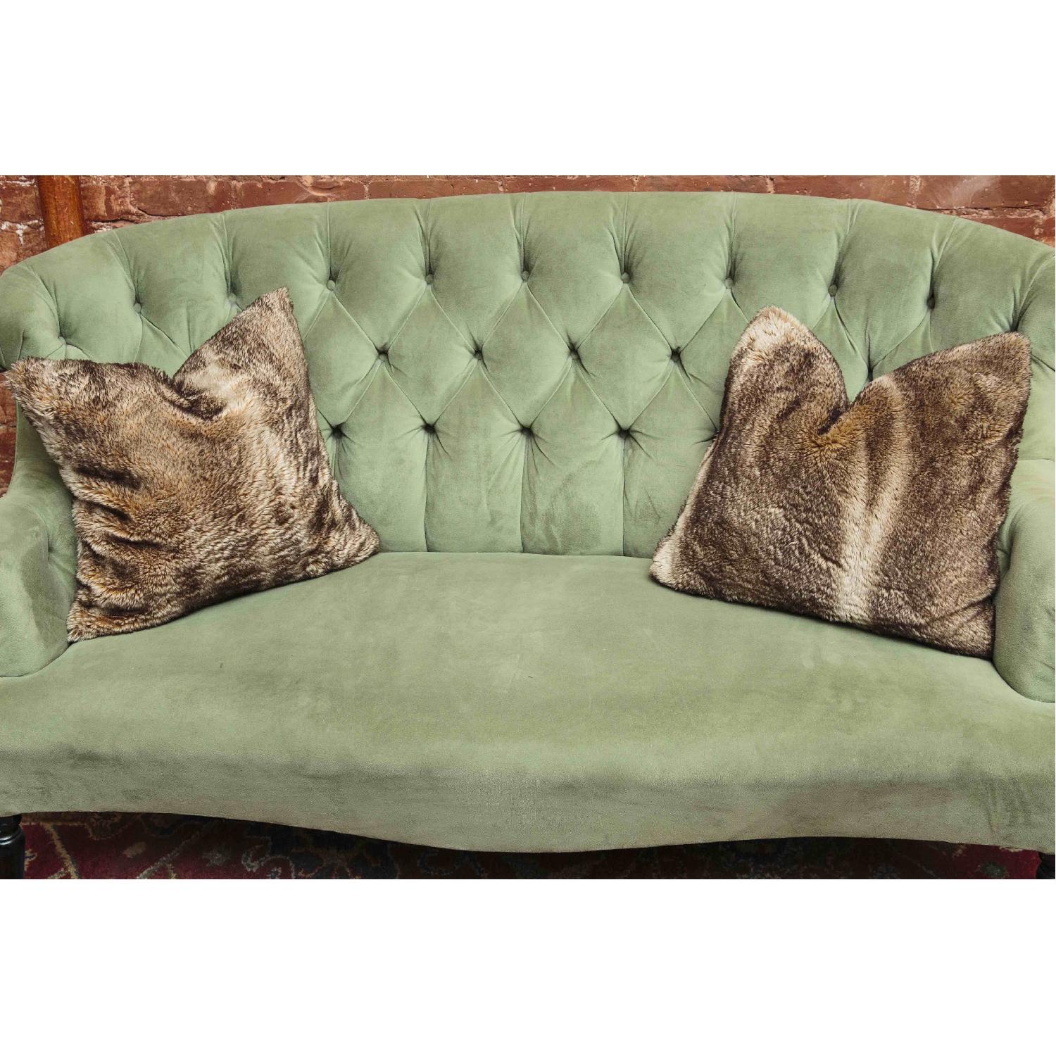Vintage Sage Green French Settee - AptDeco