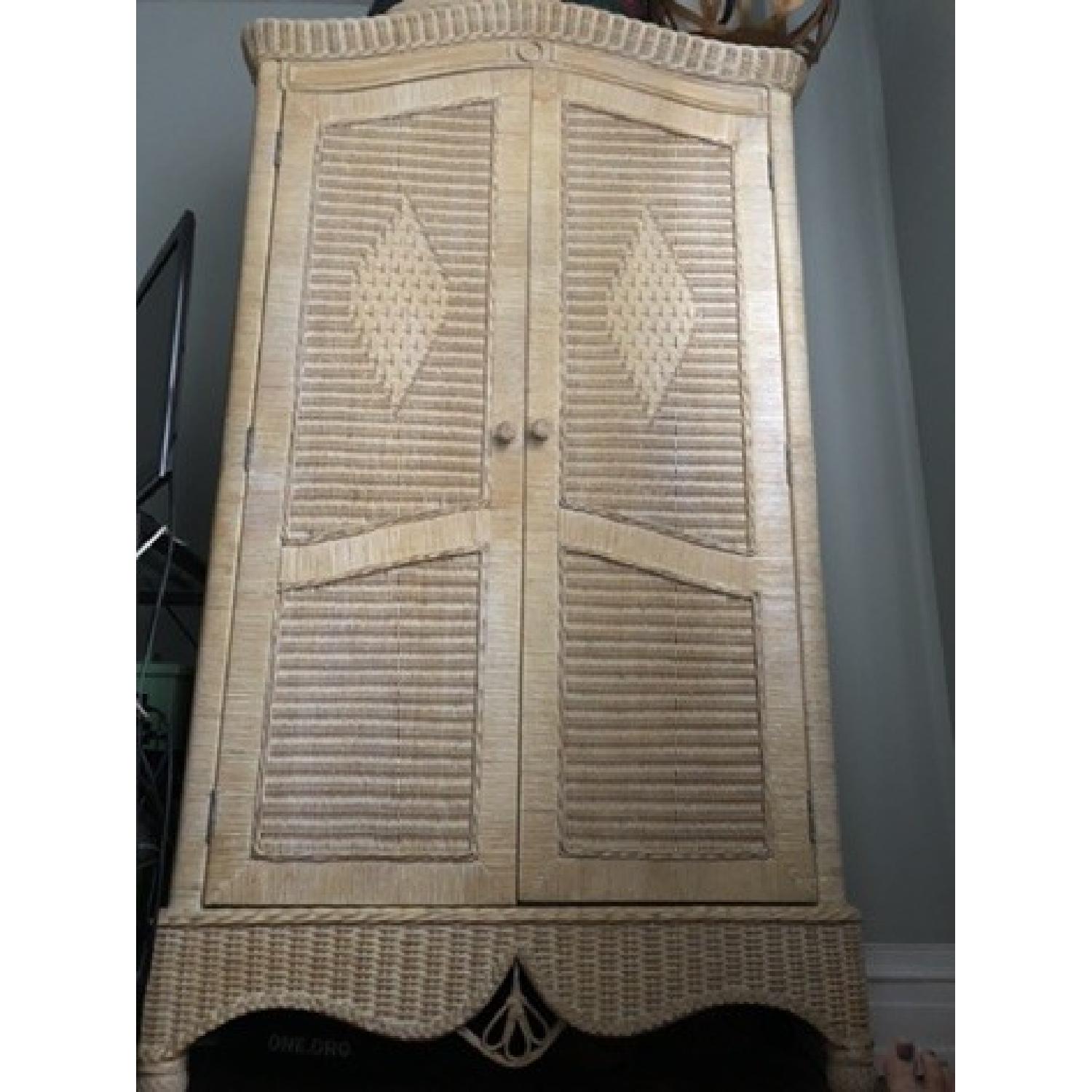 Shabby Chic Style Wicker Armoire - AptDeco