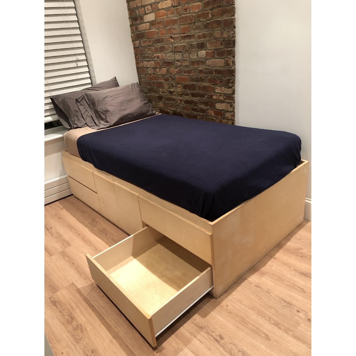 Handmade Wood Bed Frame w/ 6 Drawers & Cubby - AptDeco