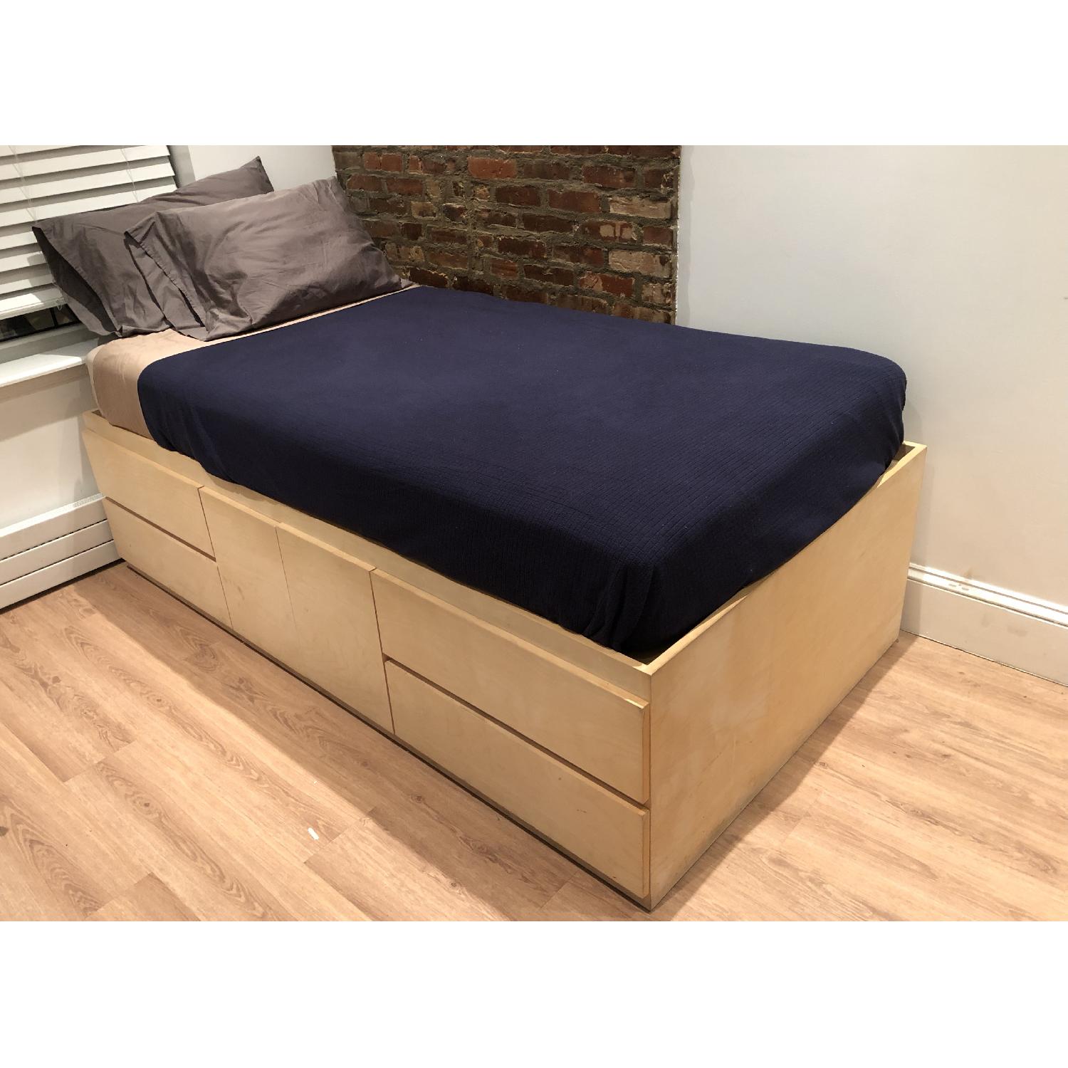 Handmade Wood Bed Frame w/ 6 Drawers & Cubby - AptDeco