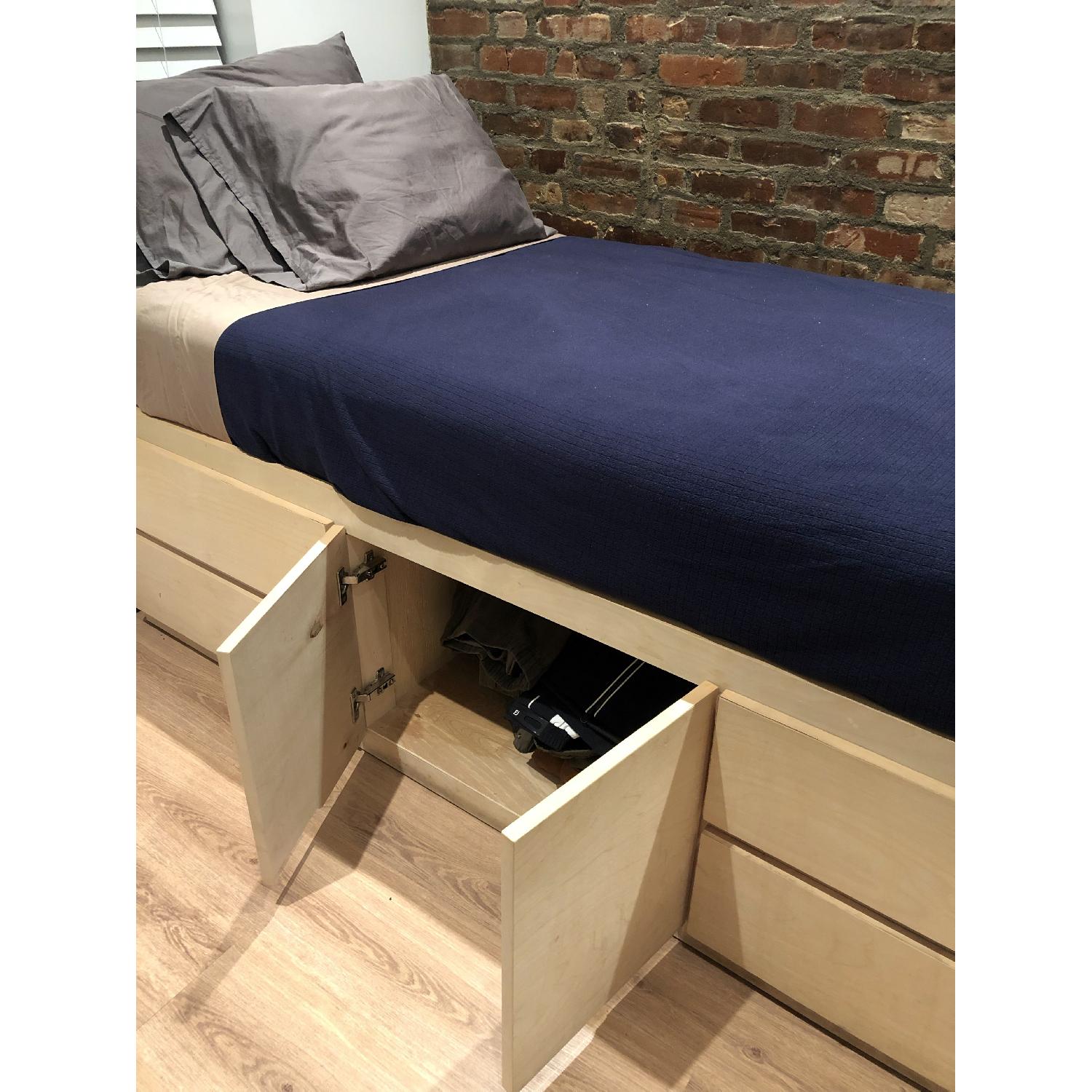 Handmade Wood Bed Frame w/ 6 Drawers & Cubby - AptDeco