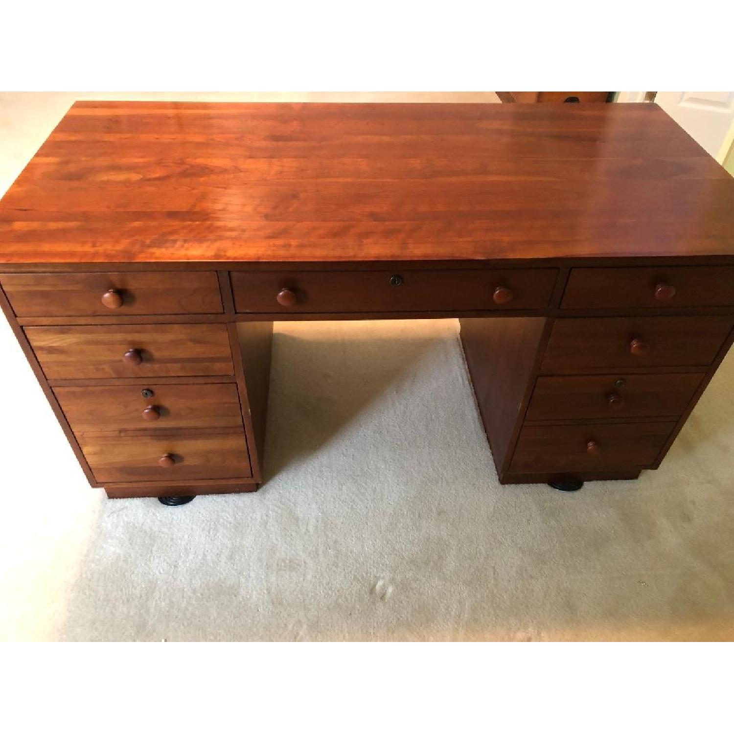 Ethan Allen Solid Cherry Desk & Leather Chair - AptDeco