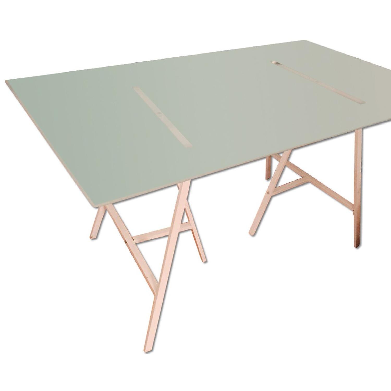 Ikea Light Blue Frosted Multi-Purpose Table - AptDeco