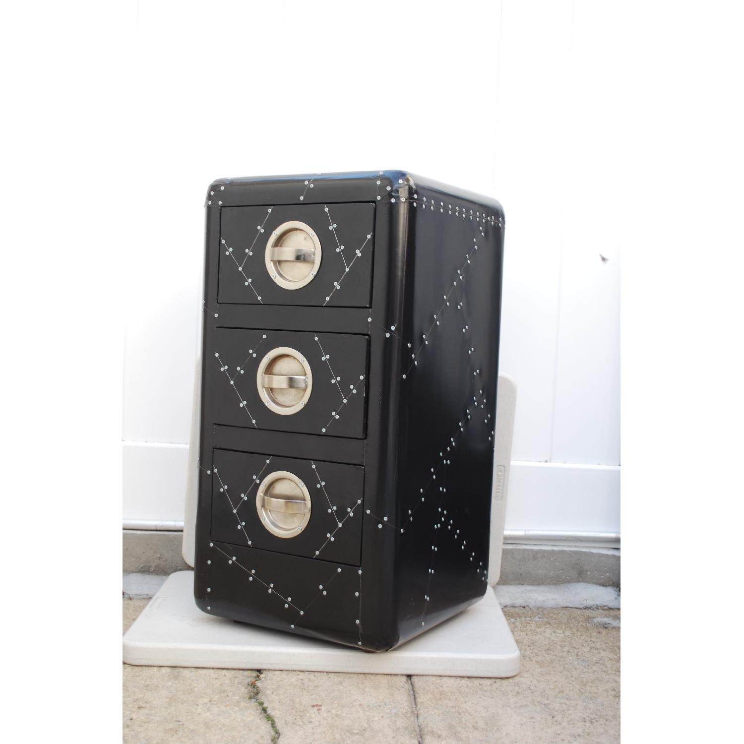 Black Aviator Side Tables w/ 3 Drawers - AptDeco