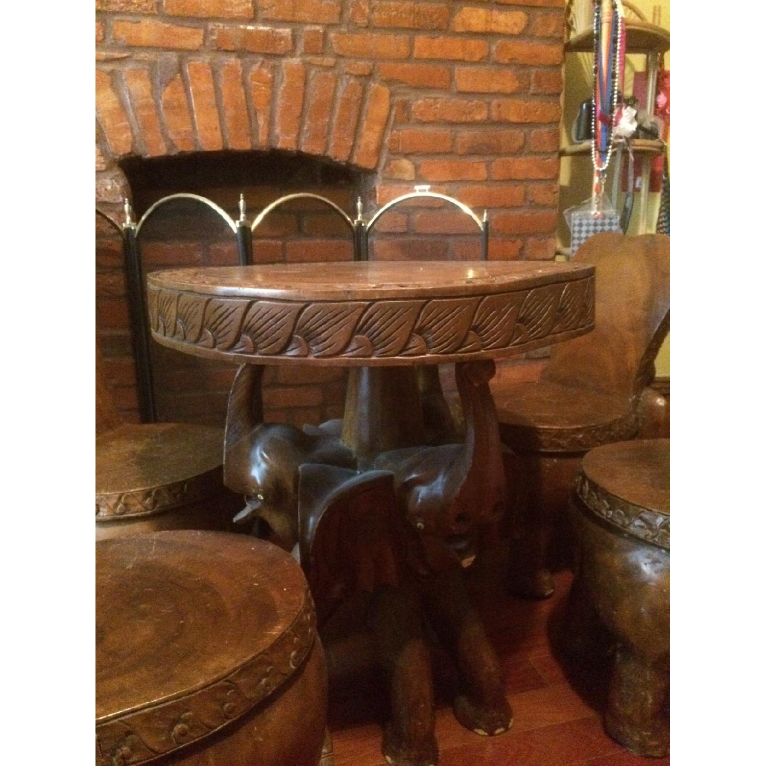 Thailand Solid Hand Carved Wood Table w/ 4 Chairs - AptDeco
