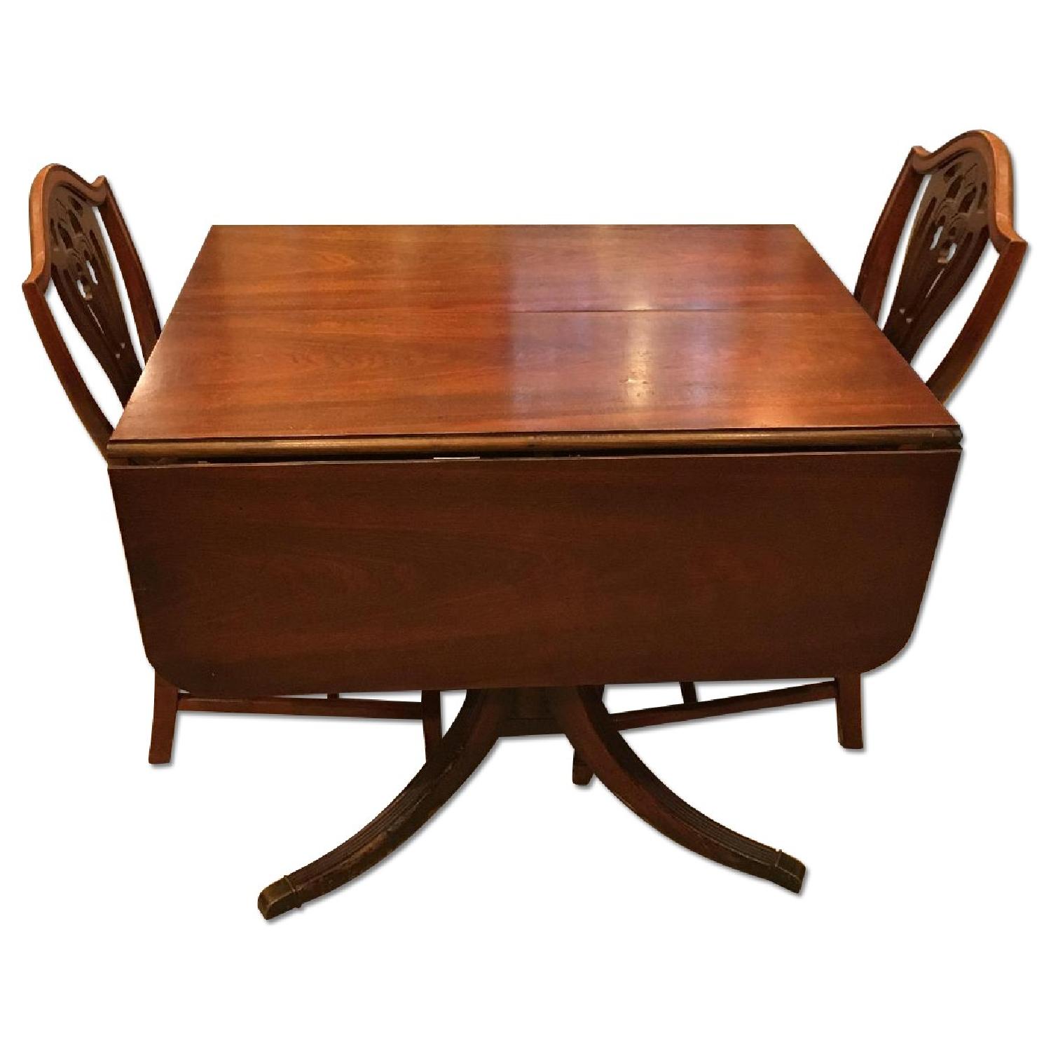 Duncan Phyfe Style Drop Leaf Table W 2 Chairs AptDeco