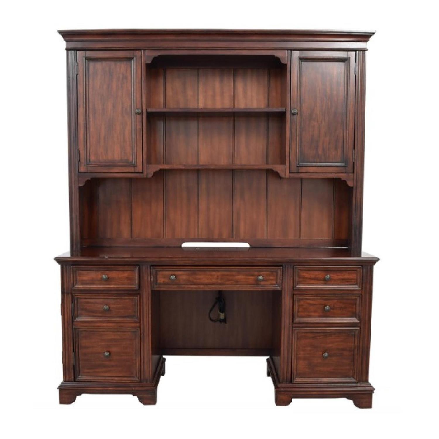 Macy's Solid Wood Computer Desk w/ Hutch - AptDeco