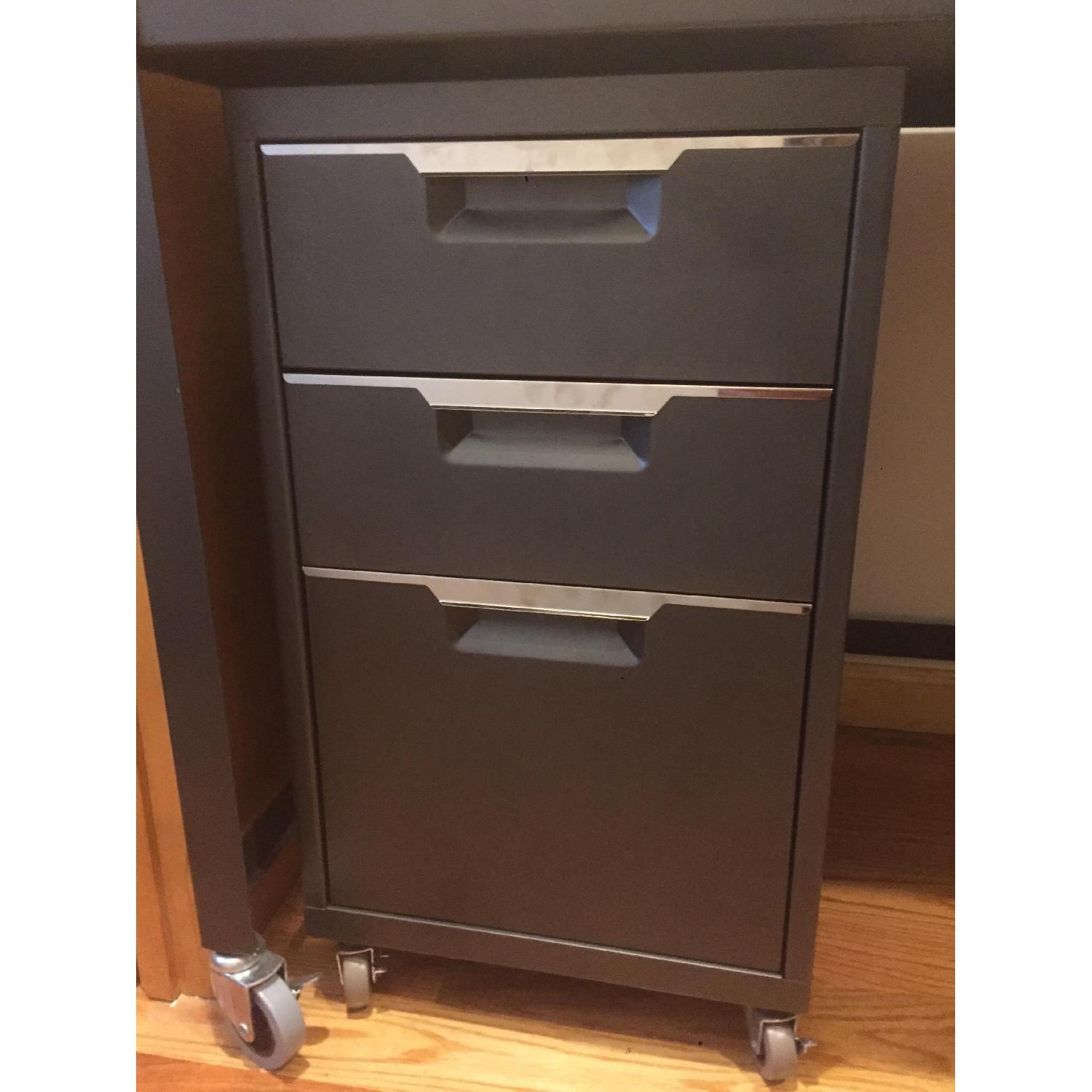 CB2 Rolling Desk w/ 3 Drawer Filing Cabinet - AptDeco