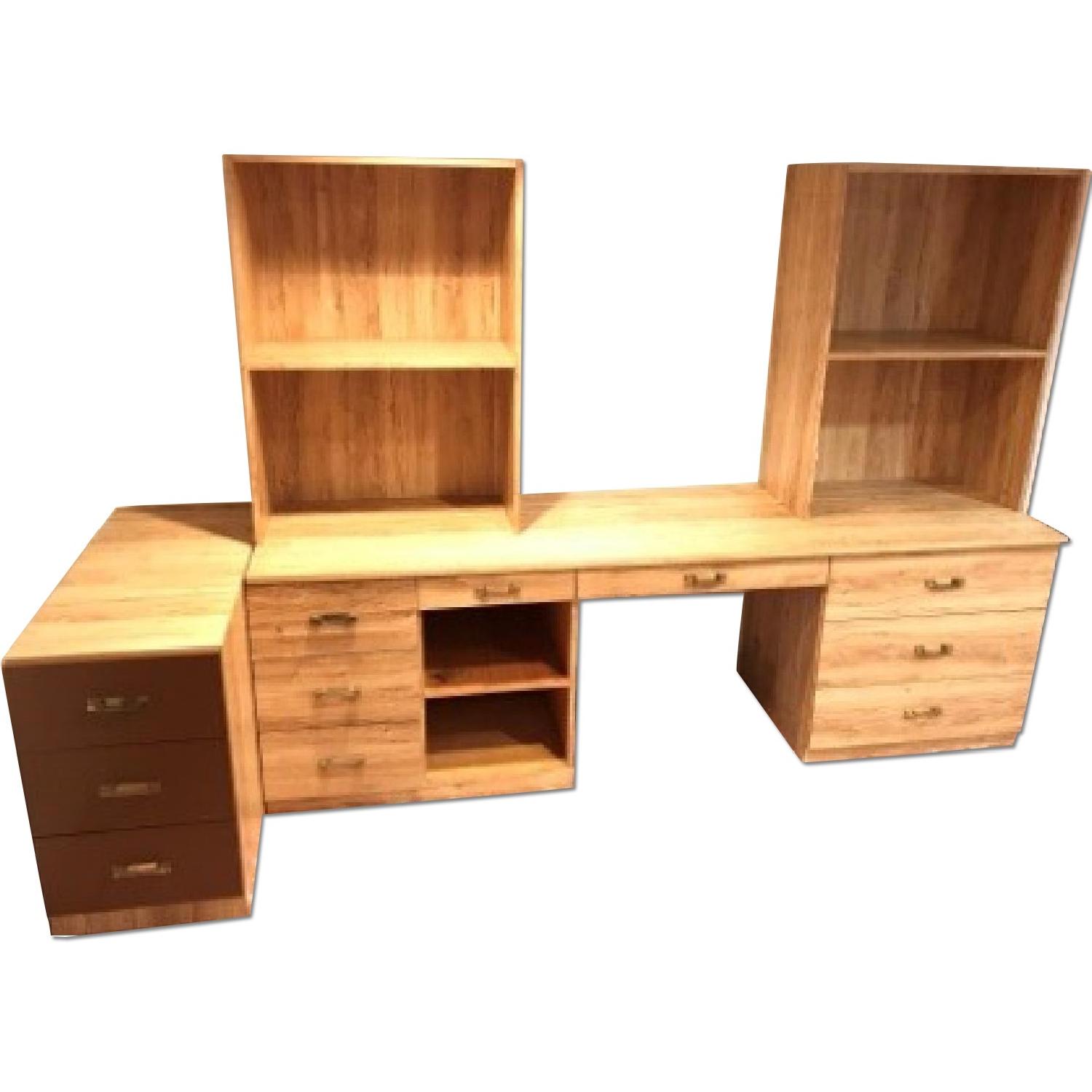 Oak Wall Unit/Desk - AptDeco