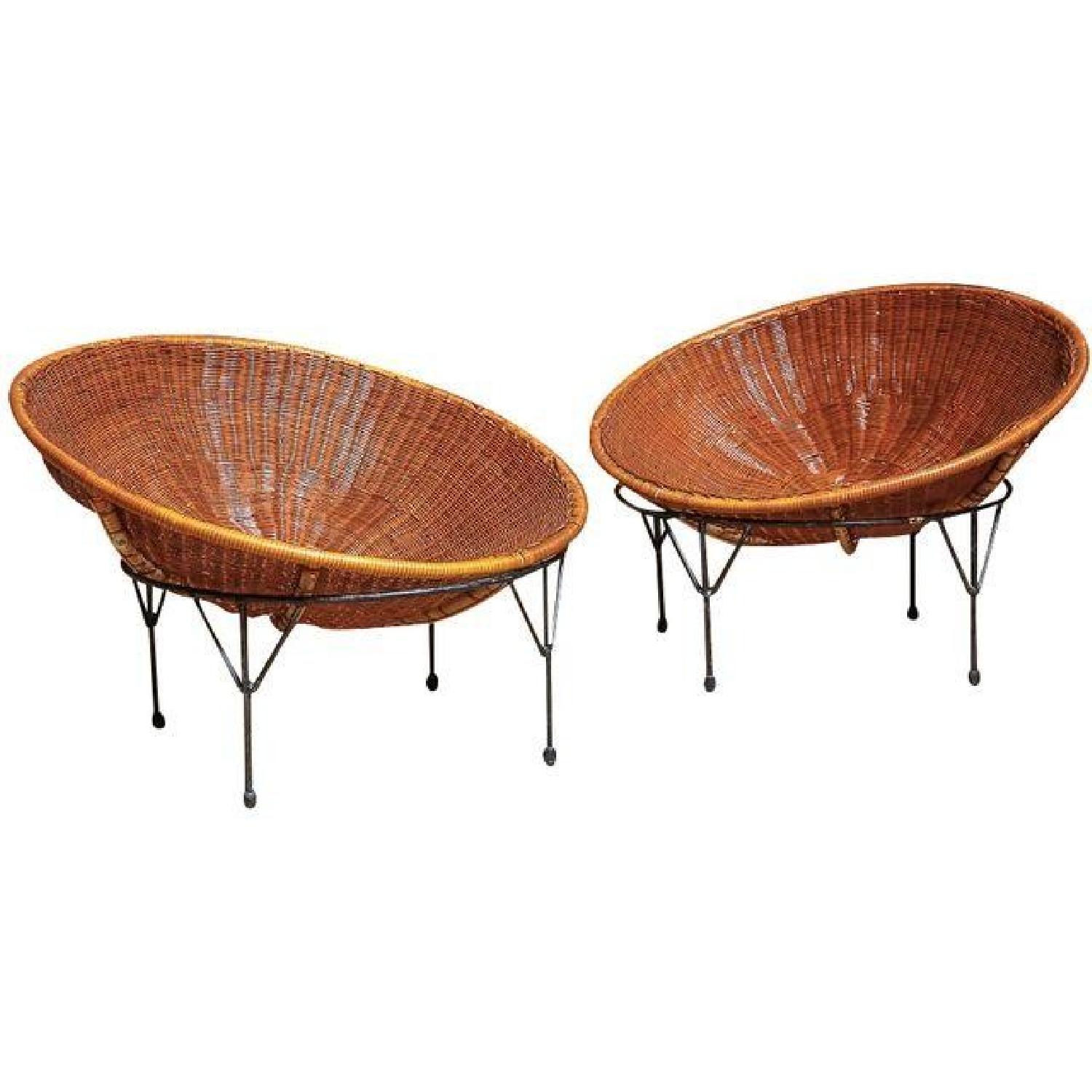 Vintage Rattan Hoop Lounge Chairs - AptDeco