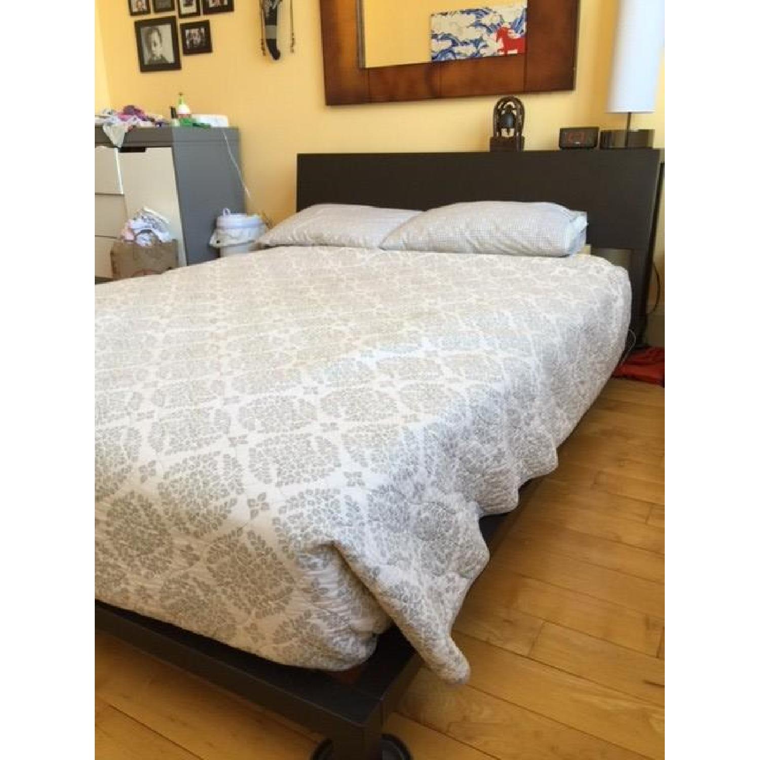 CB2 Alpine Gunmetal Queen Size Bed Frame in Dark Gray - AptDeco