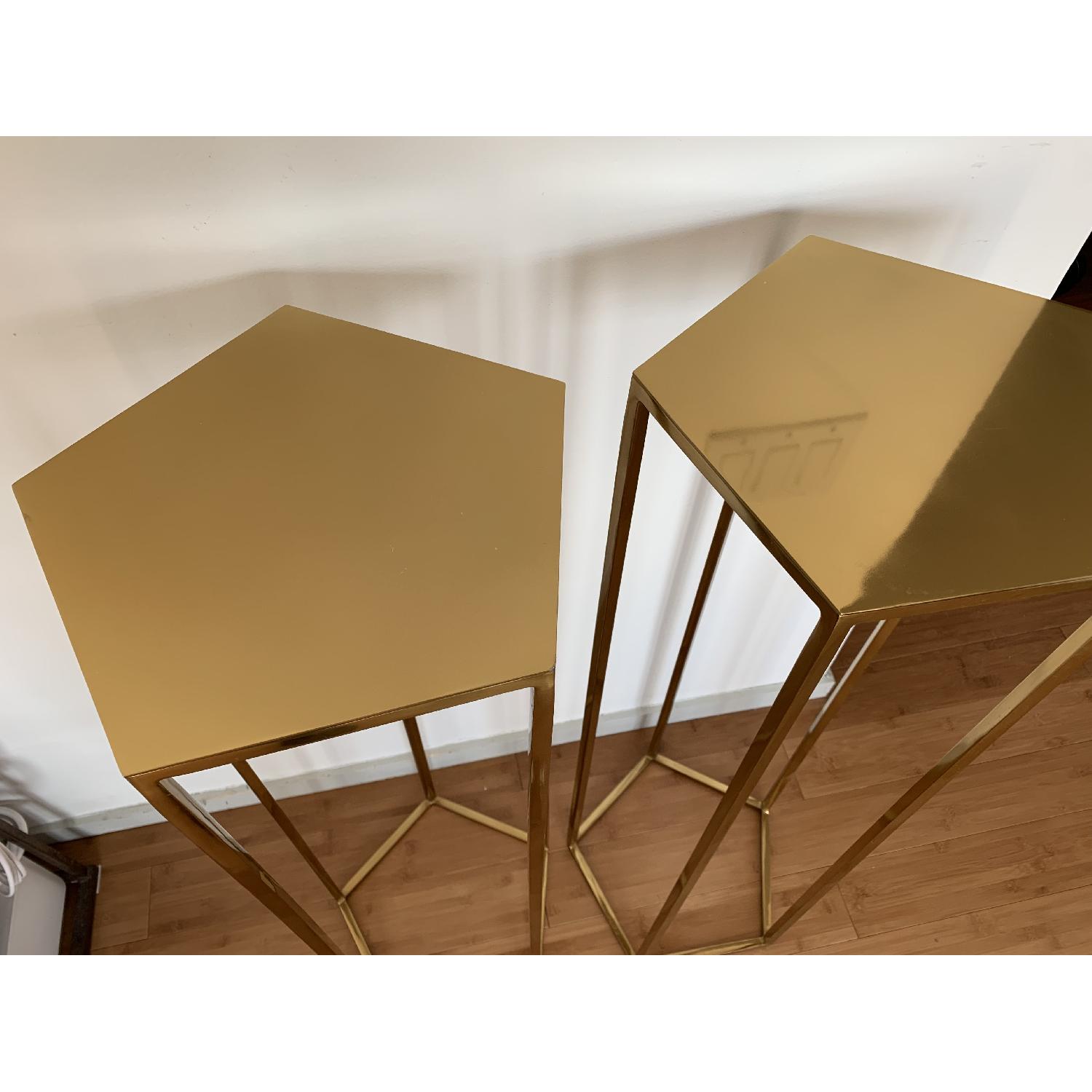 CB2 Polygon Tall Pedestal Tables - AptDeco