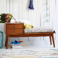 West Elm Mid Century Storage Bench in Acorn AptDeco