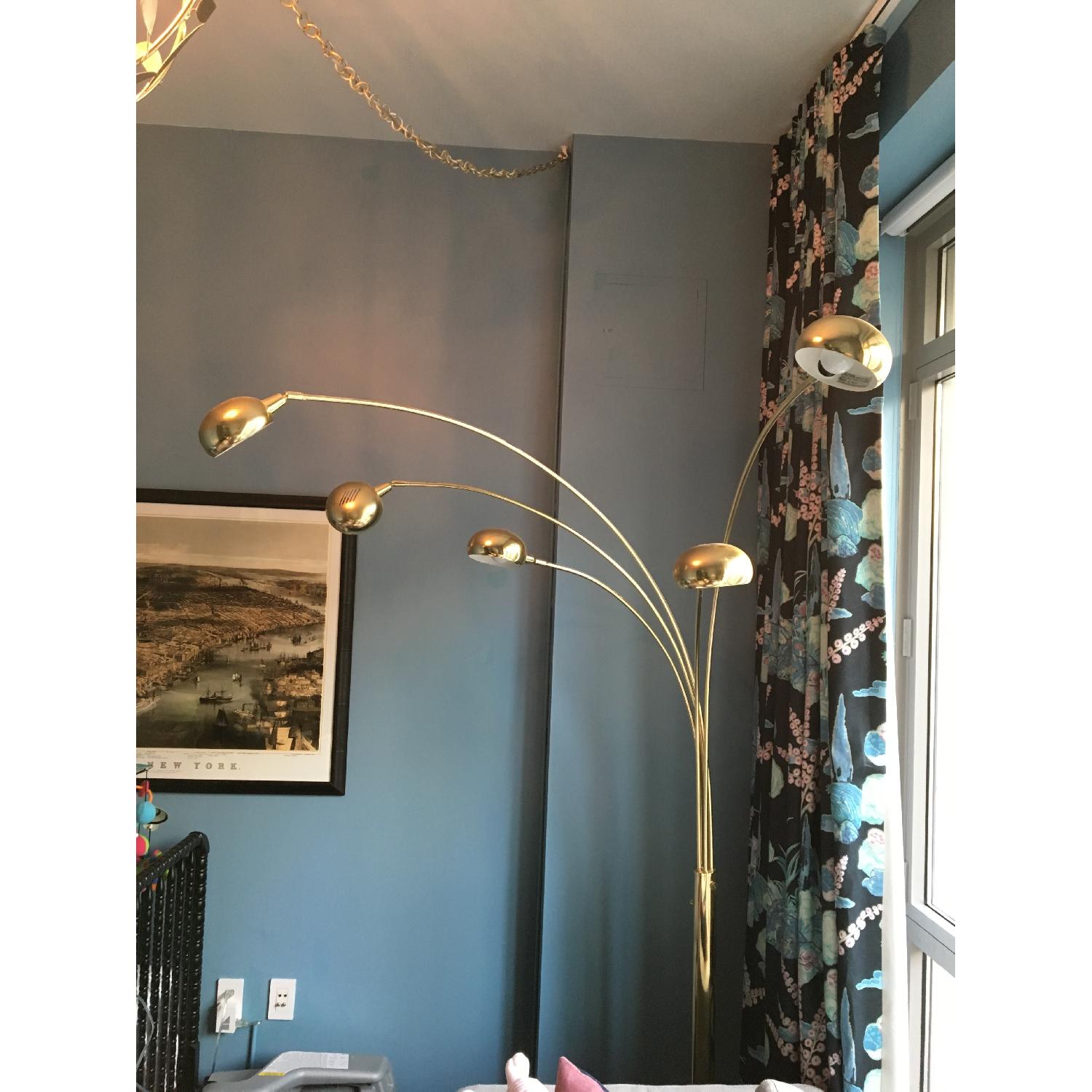 Glam Brass 5-Light Gooseneck Swing-Arm Floor Lamp - AptDeco