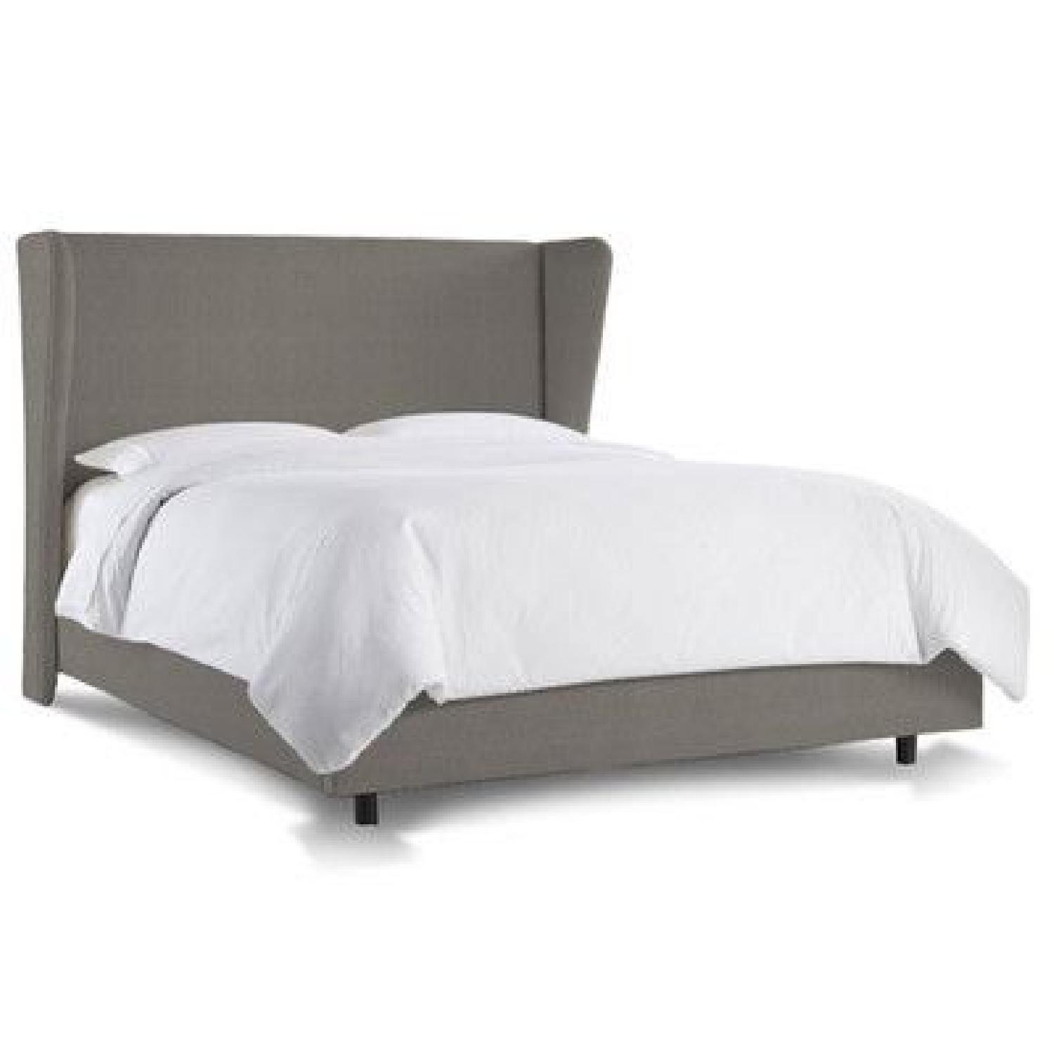 DwellStudio Linen Wingback Queen Bed - AptDeco