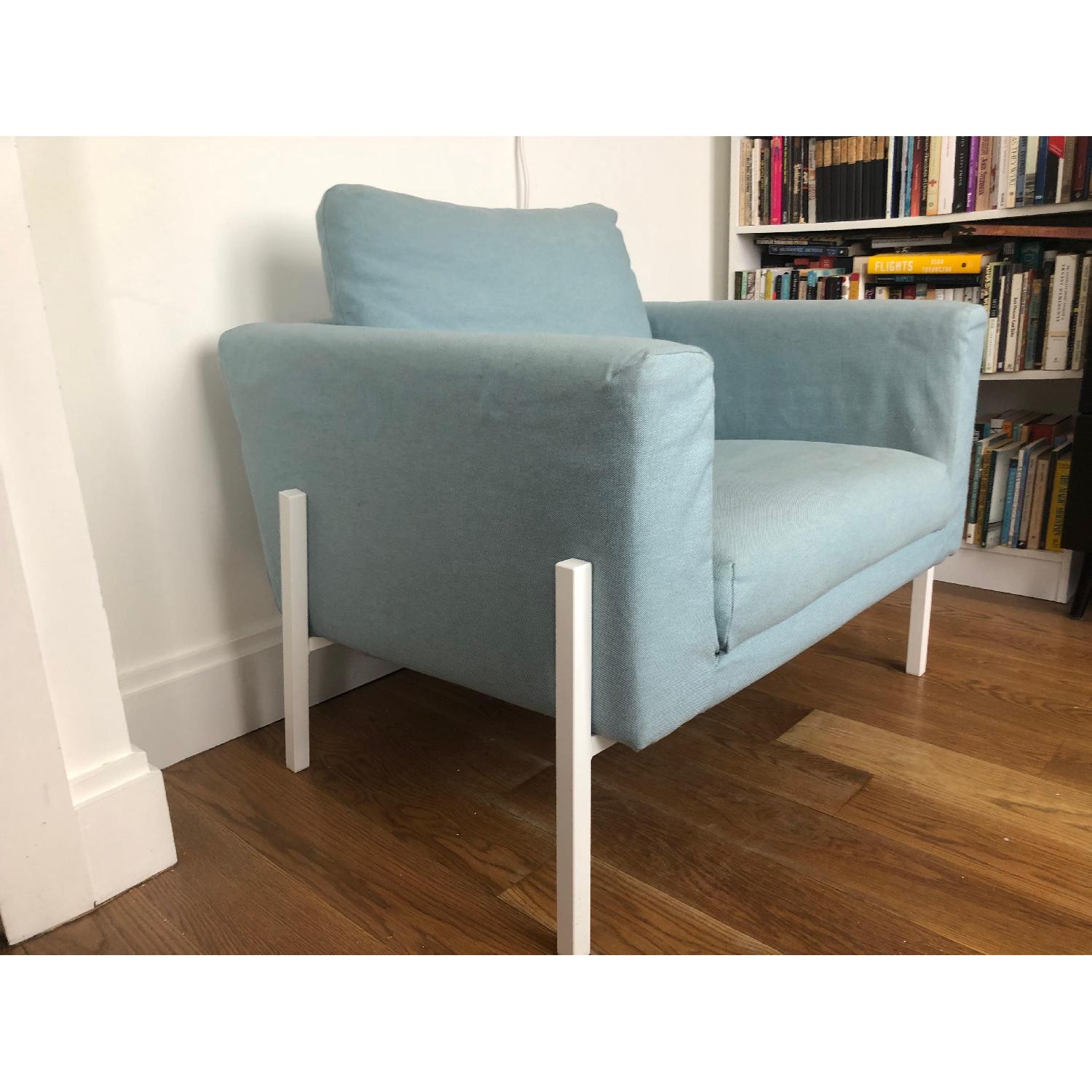 Ikea Koarp Armchair in Orrsta Light Blue & White - AptDeco
