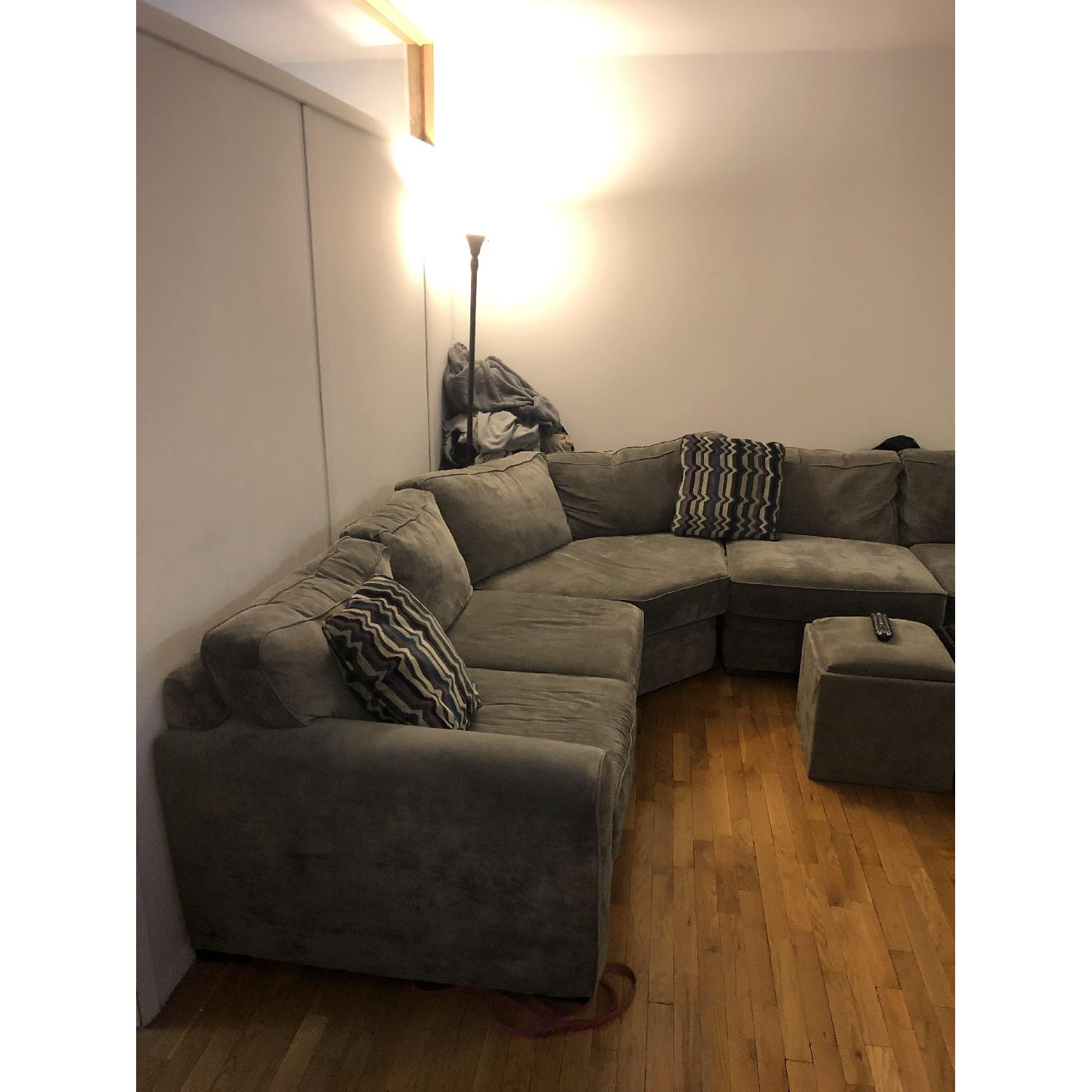 4-Piece Suede Sectional Sofa - AptDeco