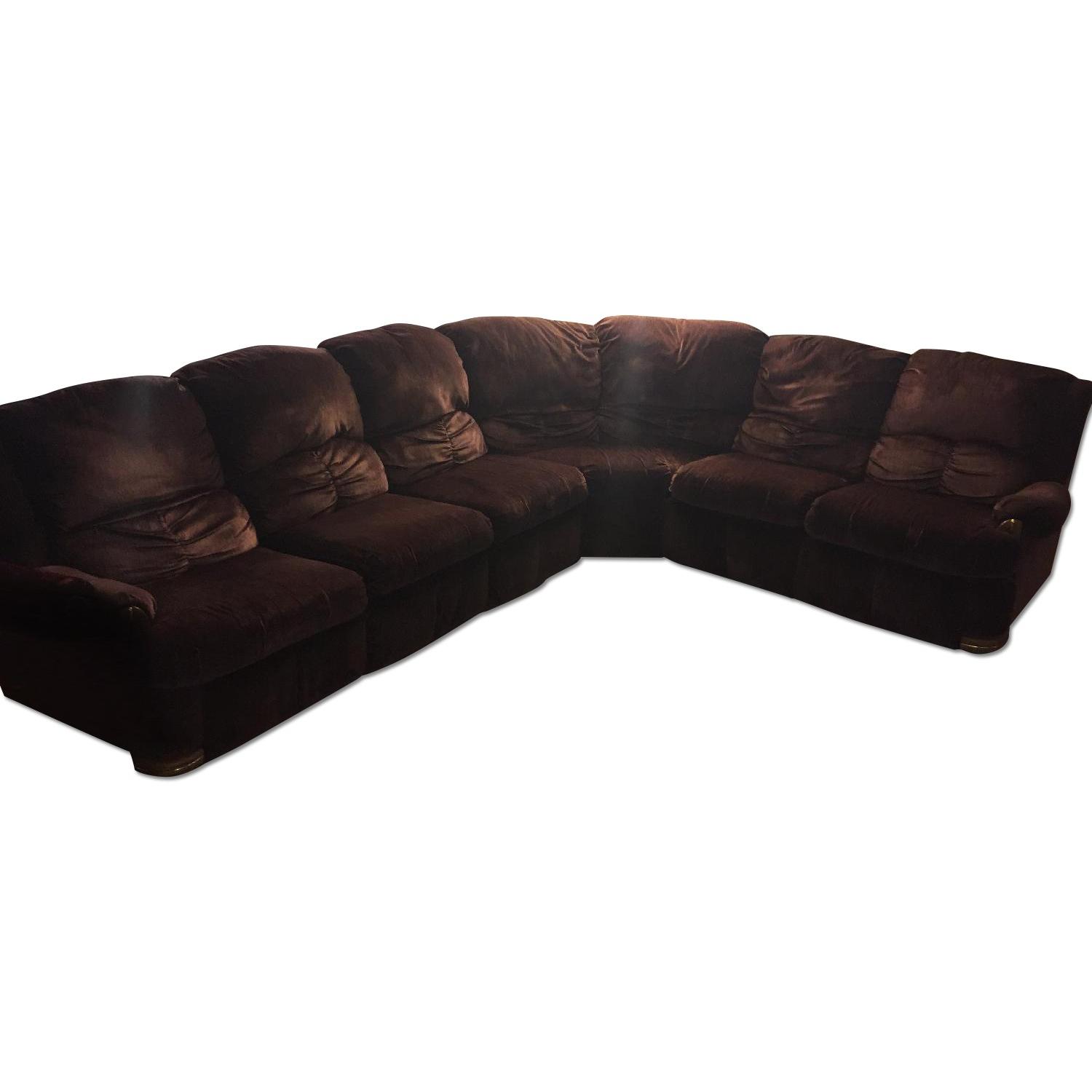 Burgundy Suede Sectional Sofa - AptDeco
