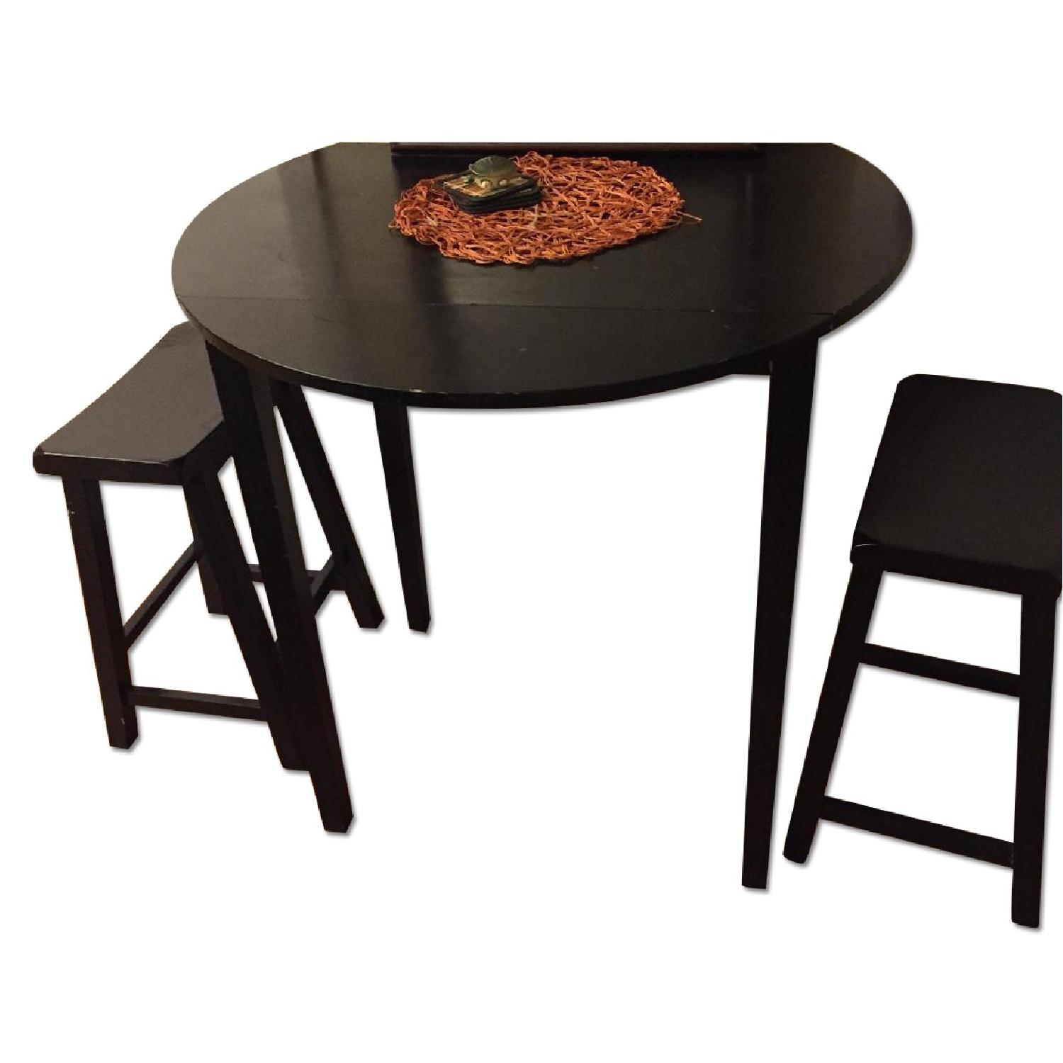 Wooden Hightop Table w/ 3 Stools - AptDeco