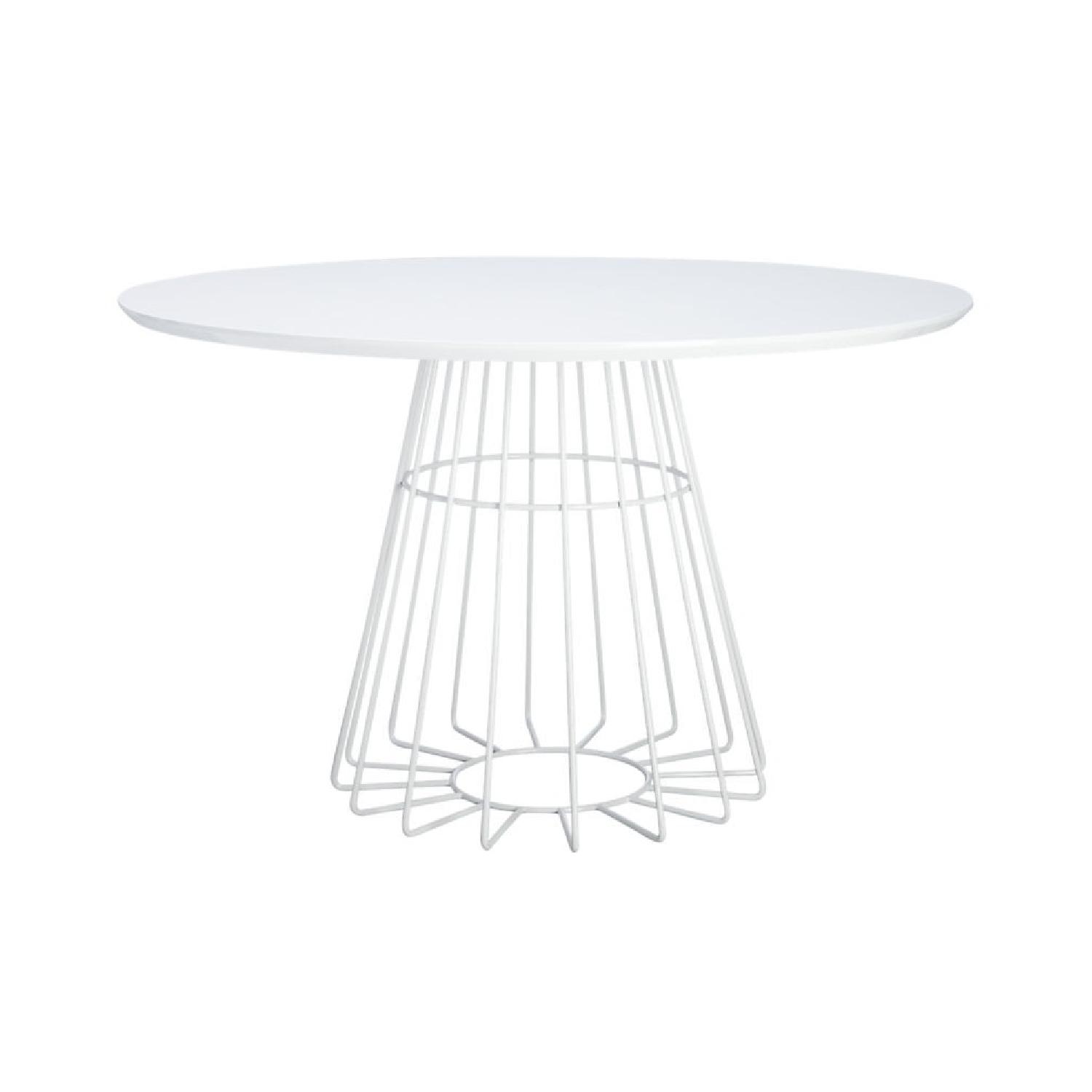 CB2 White Round Dining Table - AptDeco