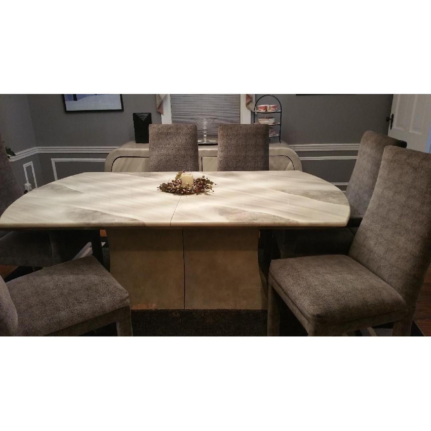 Grossinger's Faux Marble 7-Piece Expandable Dining Set - AptDeco