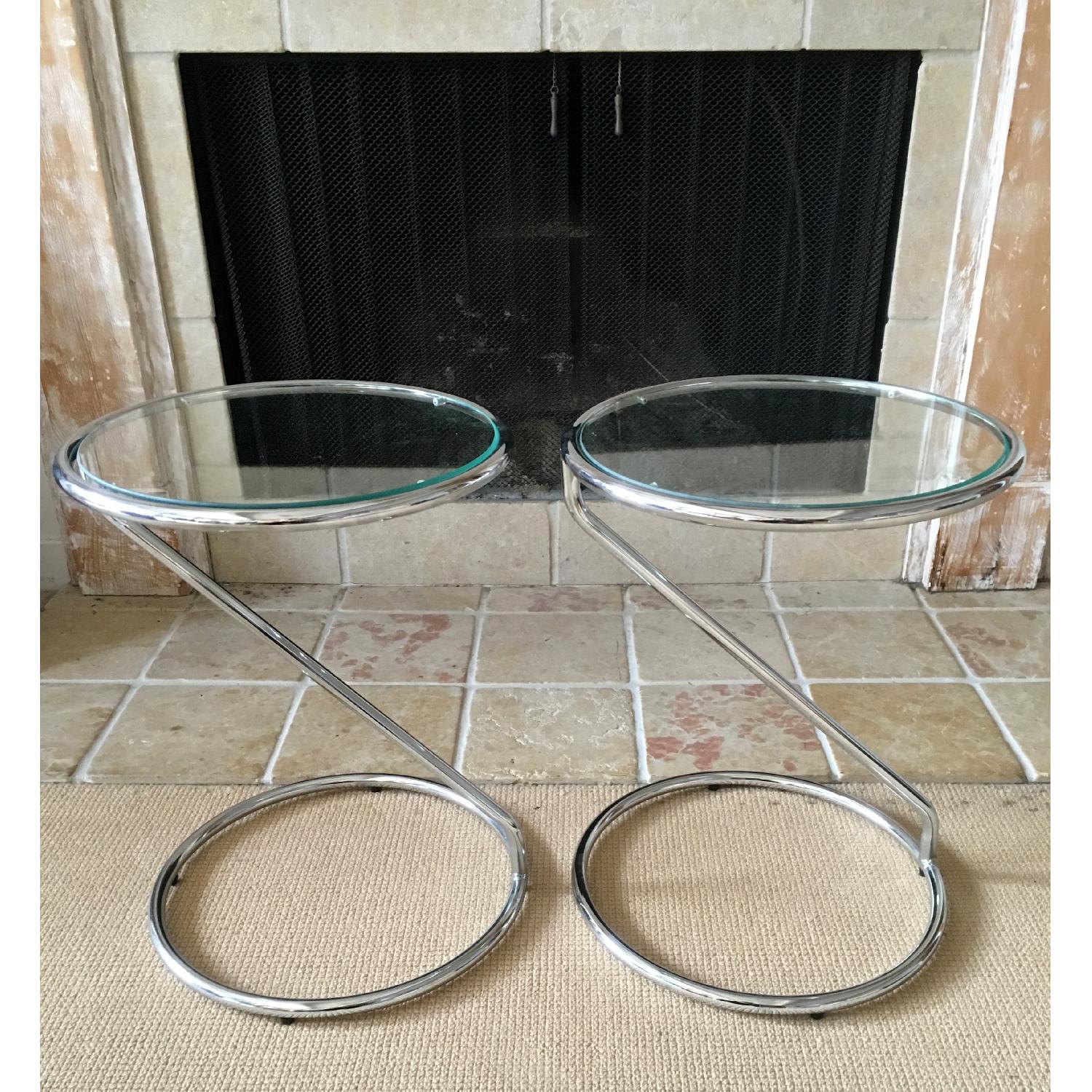 Modern Chrome & Glass Side Tables - AptDeco
