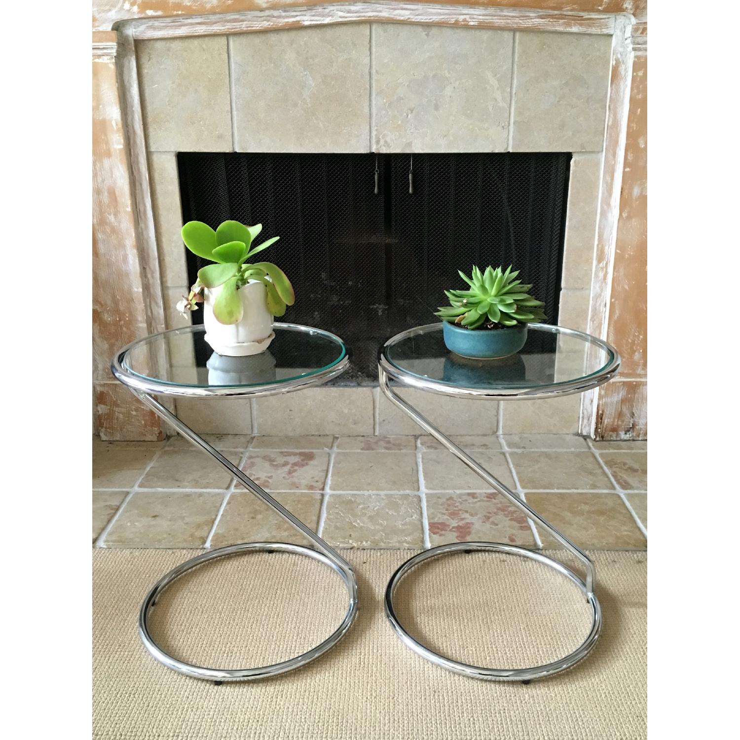 Modern Chrome & Glass Side Tables - AptDeco