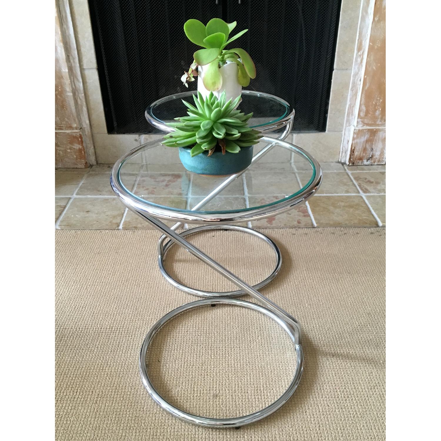 Modern Chrome & Glass Side Tables - AptDeco