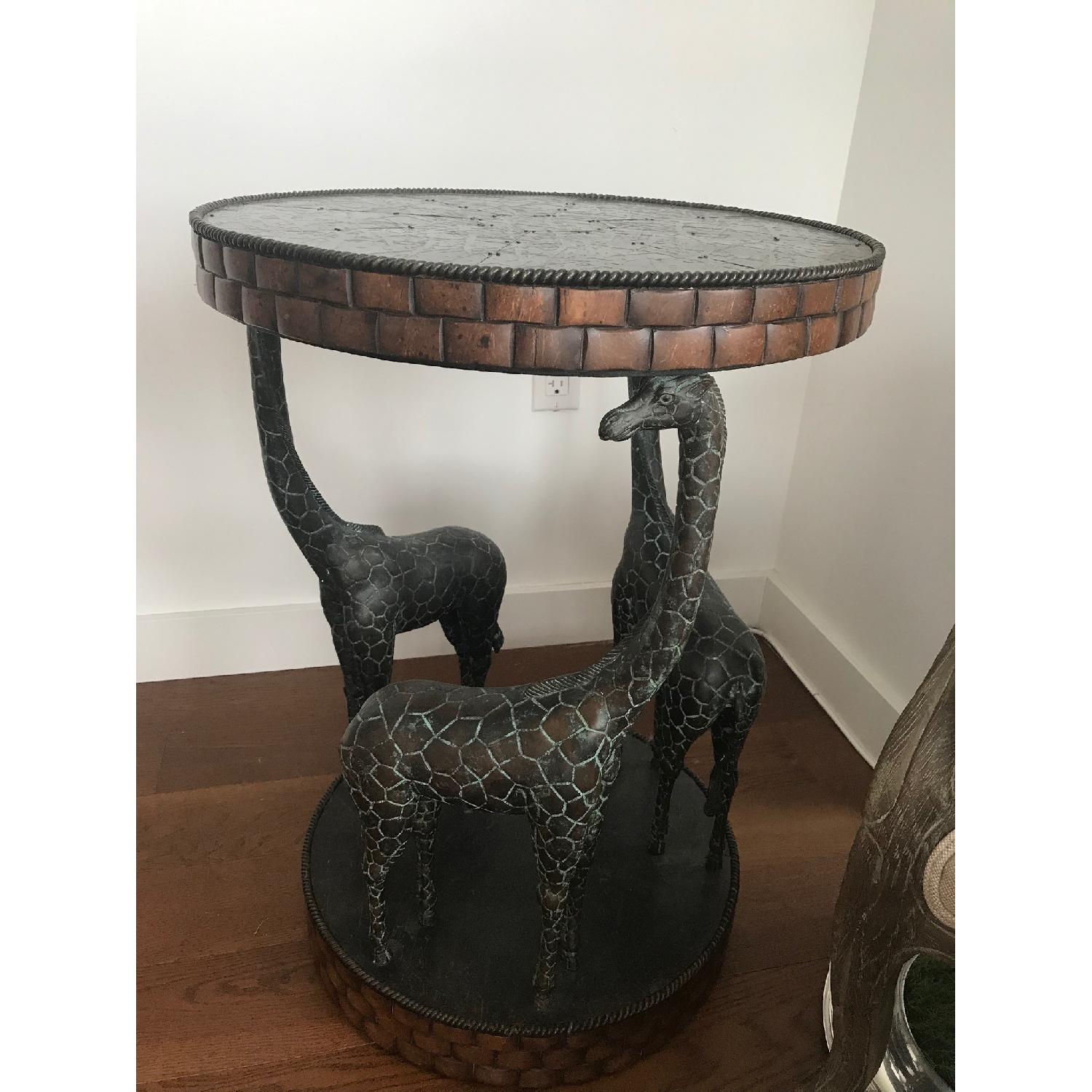Maitland-Smith Giraffe End Table w/ Coco Shell Decor - AptDeco