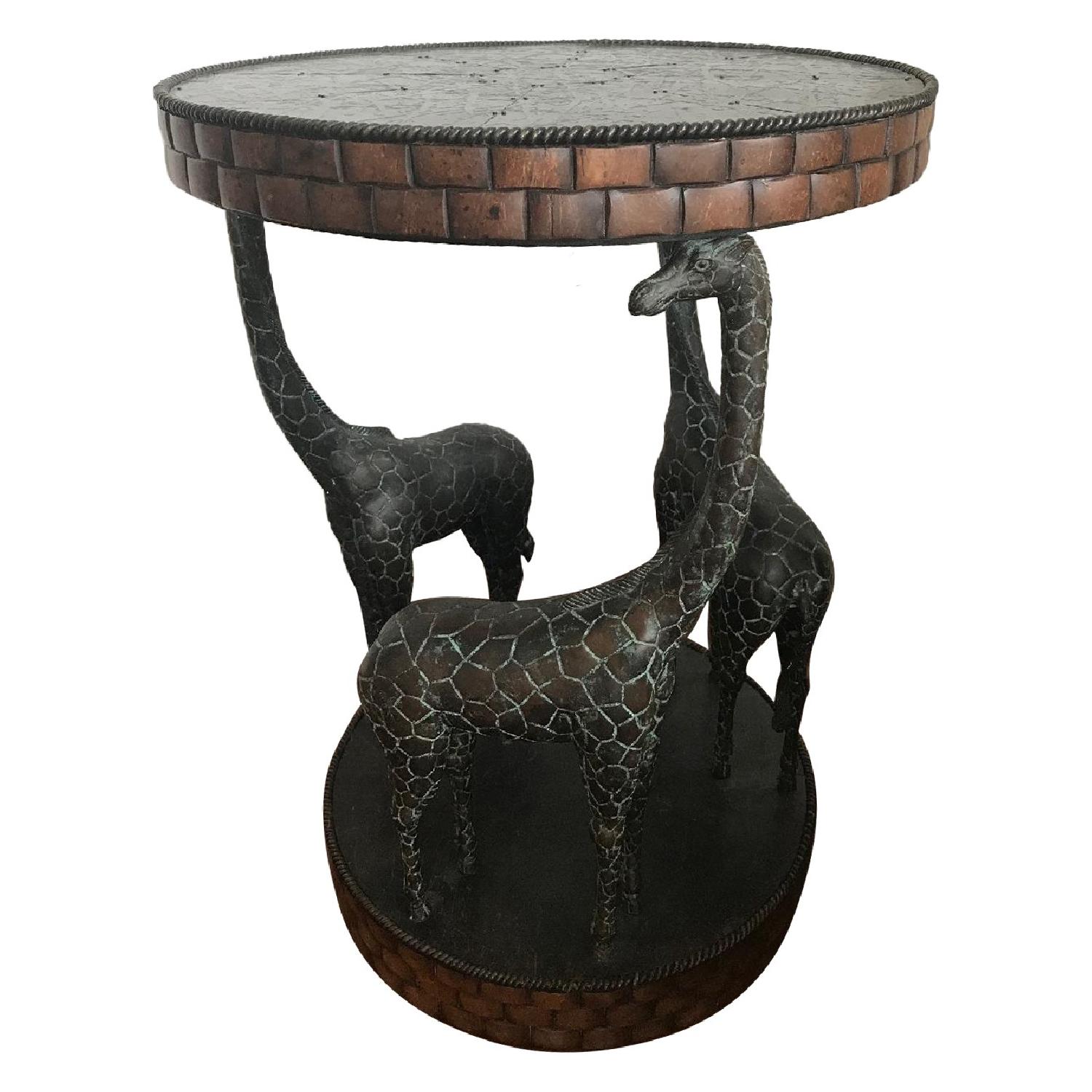 Maitland-Smith Giraffe End Table w/ Coco Shell Decor - AptDeco