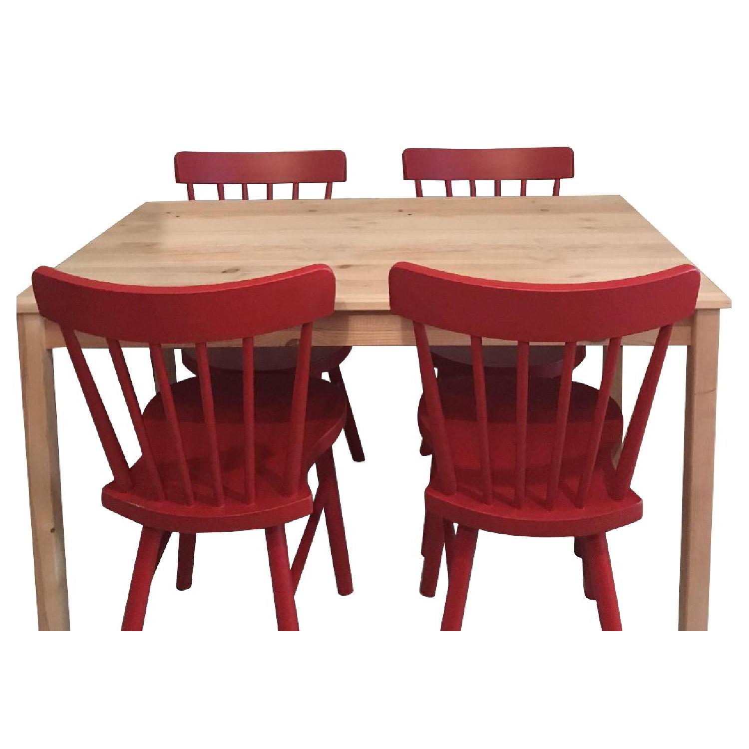 Ikea Ingo Natural Pinewood Dining Table w/ 4 Norraryd Chairs - AptDeco