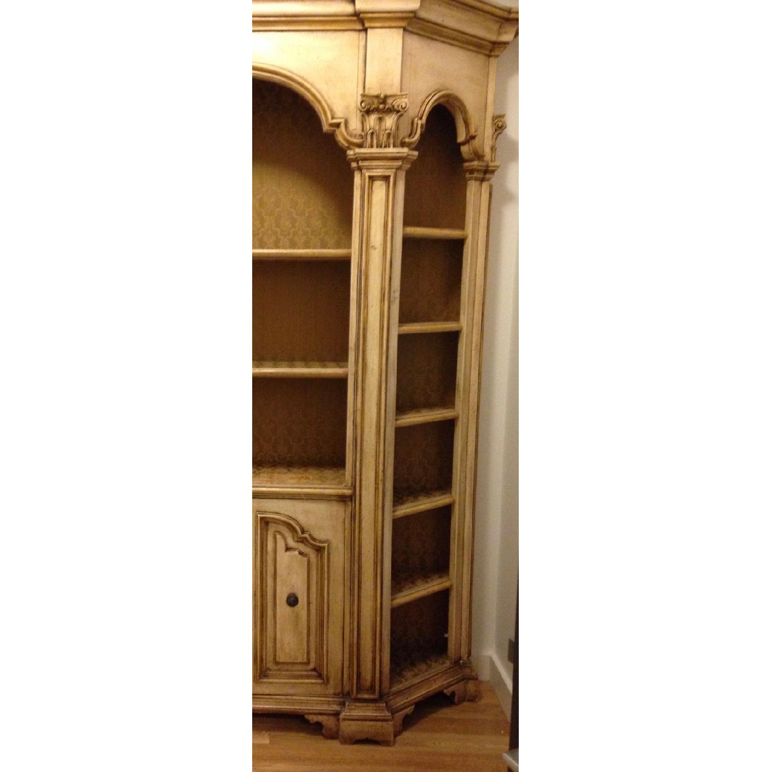 Antique Wood Bookcase w/ Cabinet - AptDeco