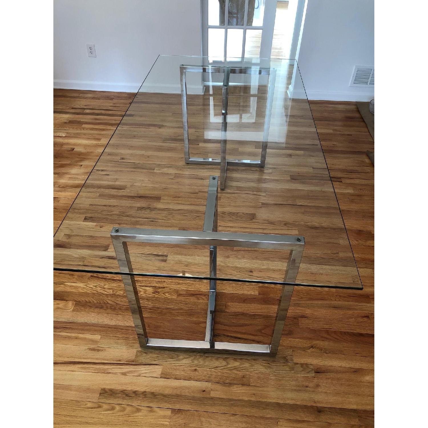 CB2 Silverado Glass & Chrome Rectangular Dining Table - AptDeco