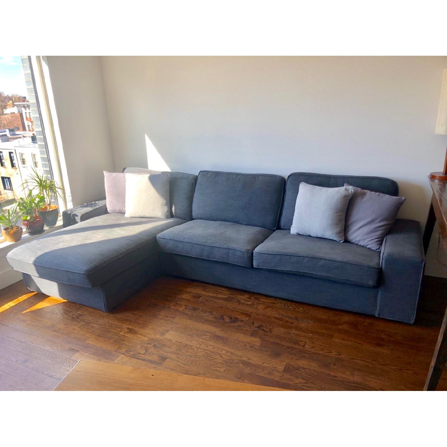 Ikea Kivik Grey Sectional Sofa w/ Chaise - AptDeco