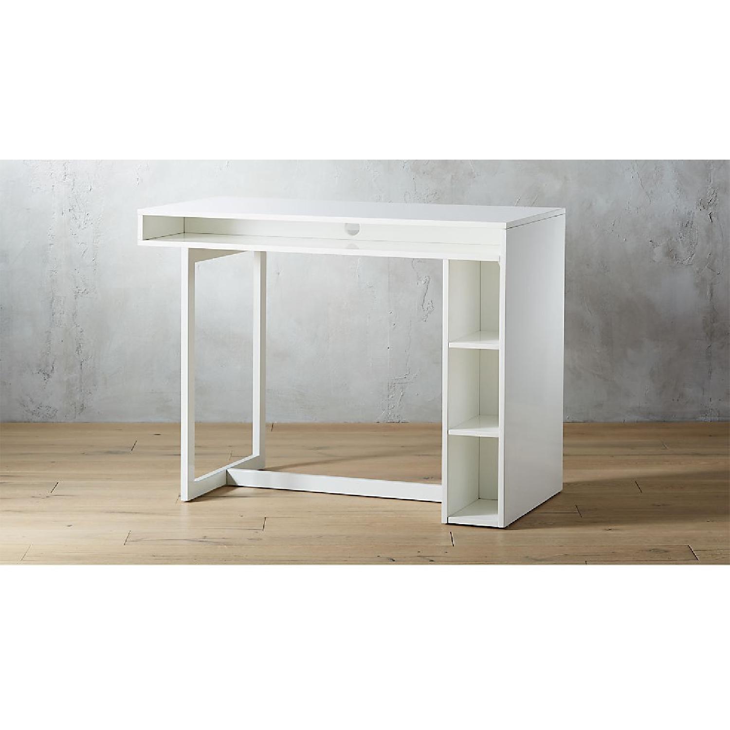 CB2 Public White Counter Height Table/Desk - AptDeco