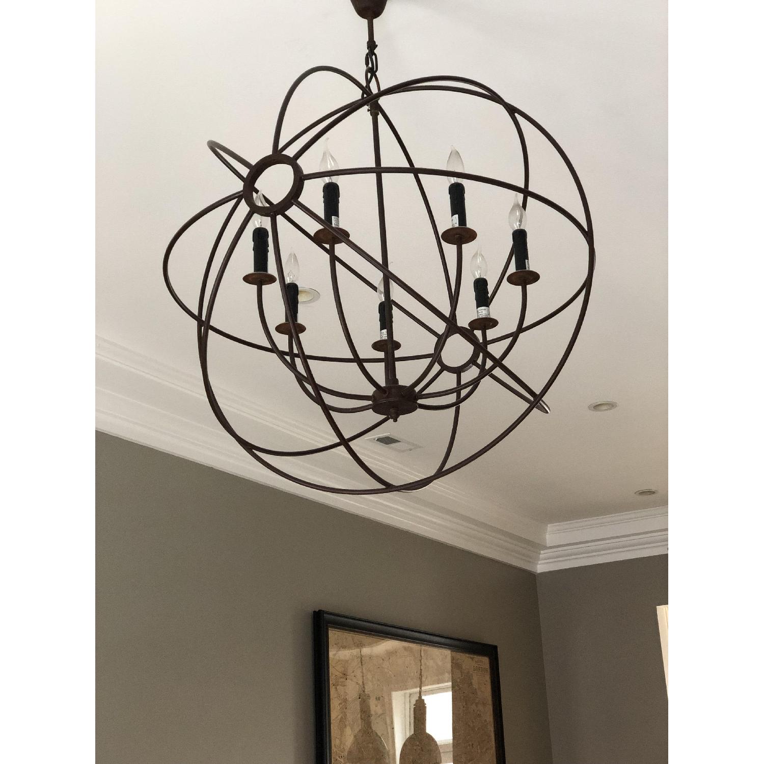 Restoration Hardware Rustic Iron Orb Chandelier - AptDeco