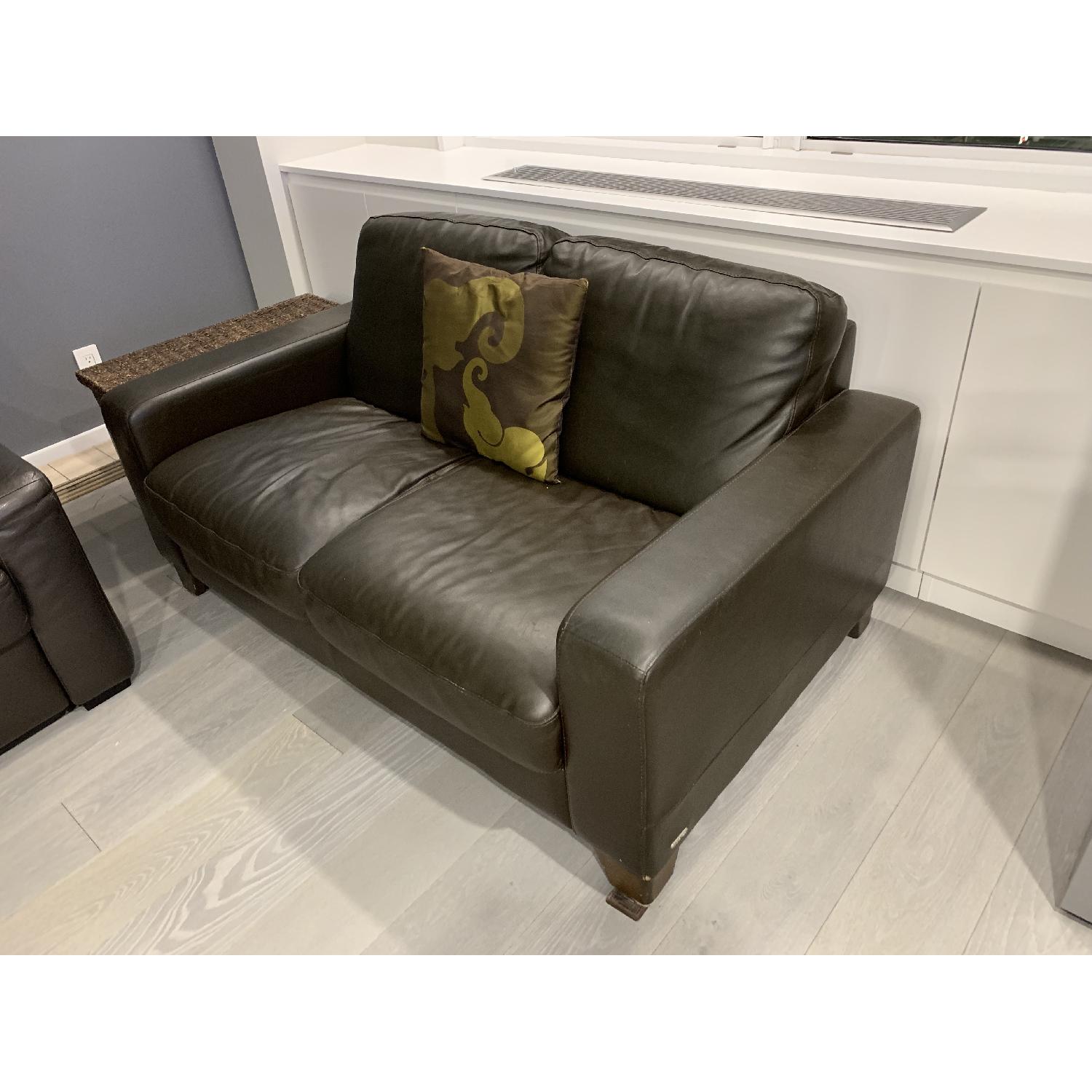 Natuzzi Chocolate Loveseat - AptDeco