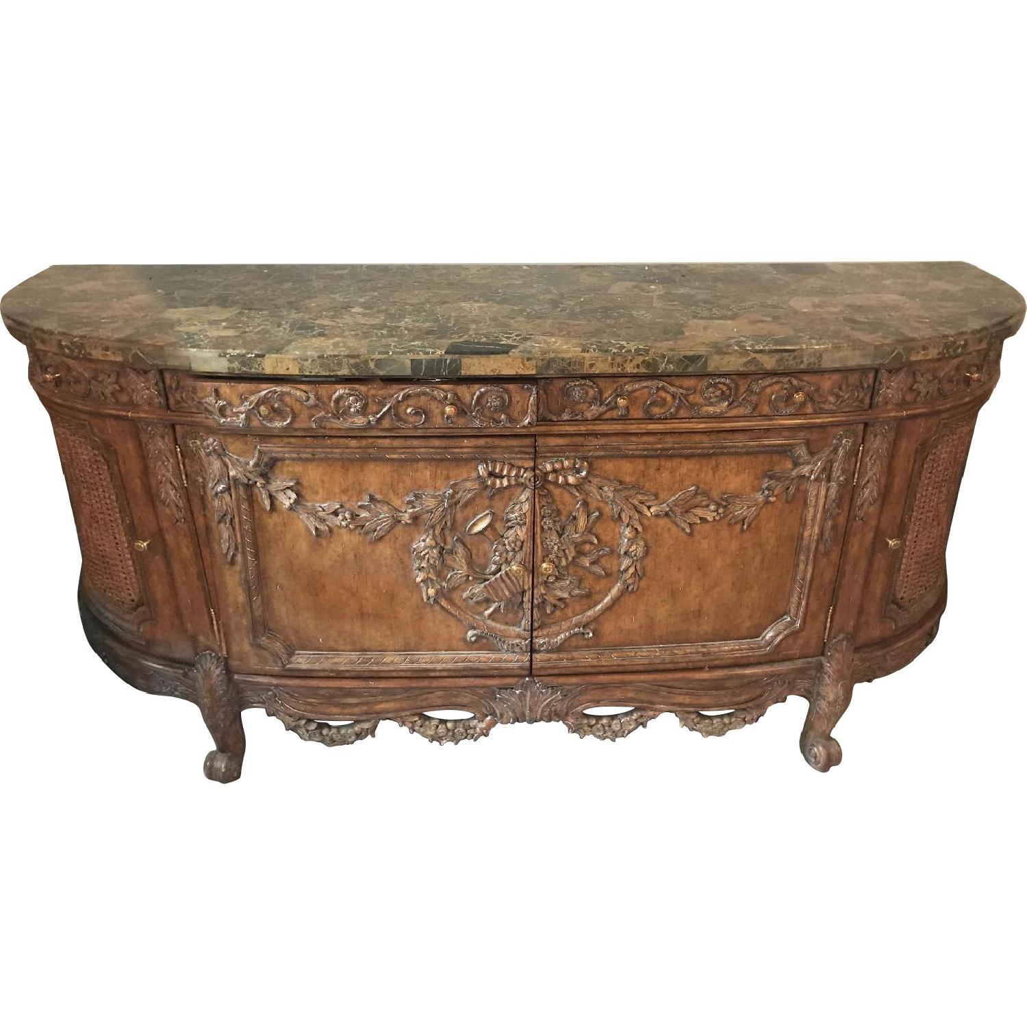 Wood Buffet/Credenza w/ Granite Top - AptDeco