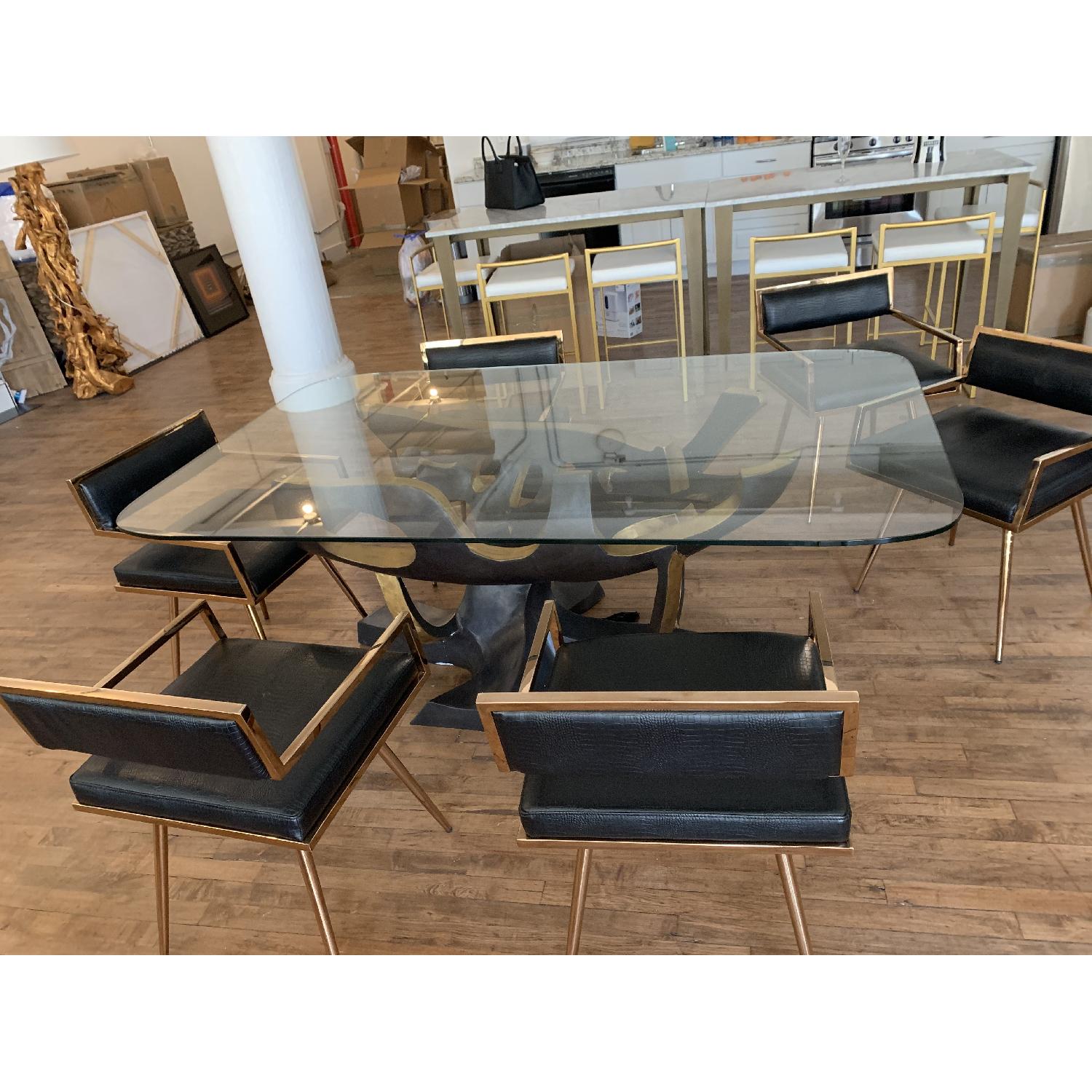 Modloft Tree Base Dining Table w/ 6 Leather Dining Chairs - AptDeco