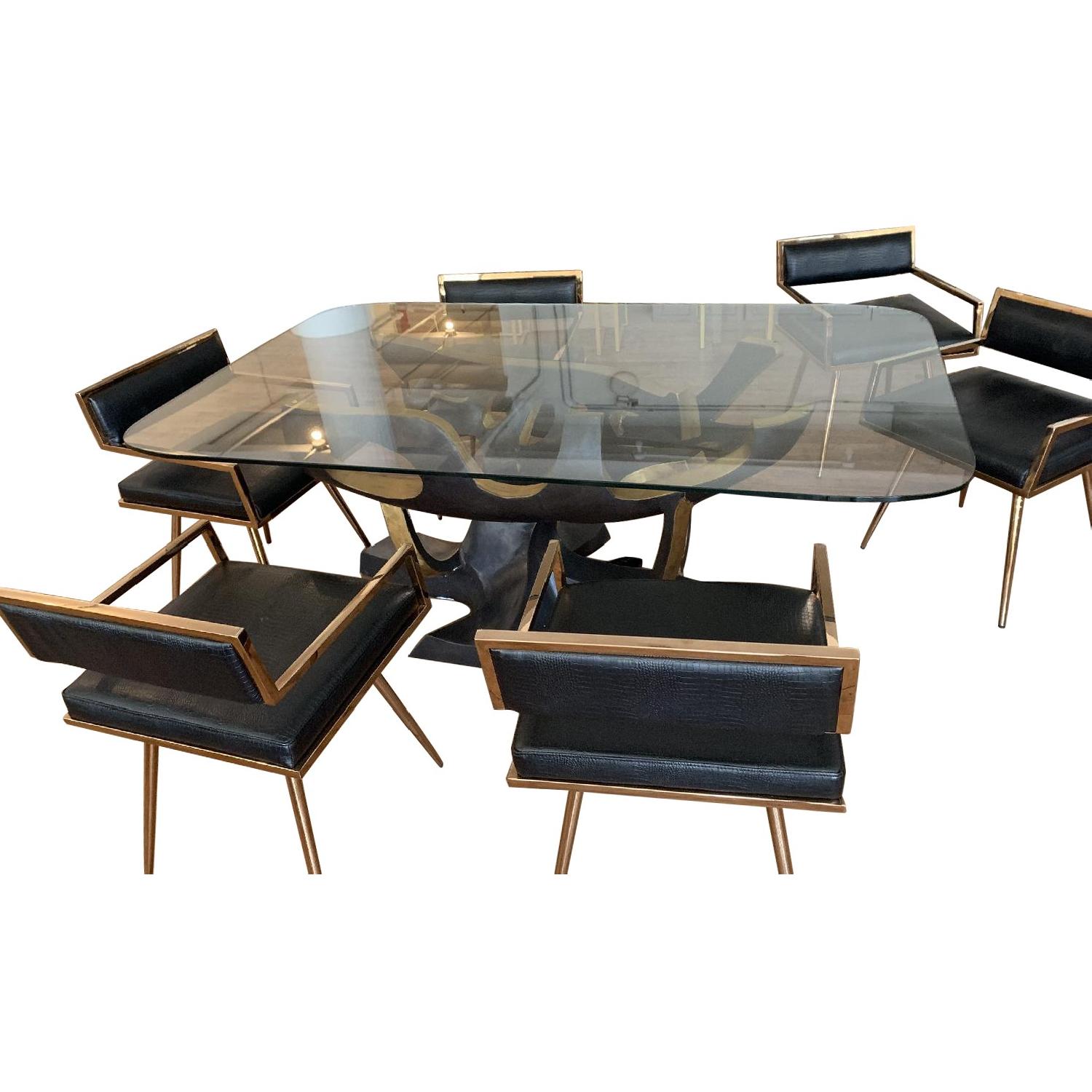 Modloft Tree Base Dining Table w/ 6 Leather Dining Chairs - AptDeco